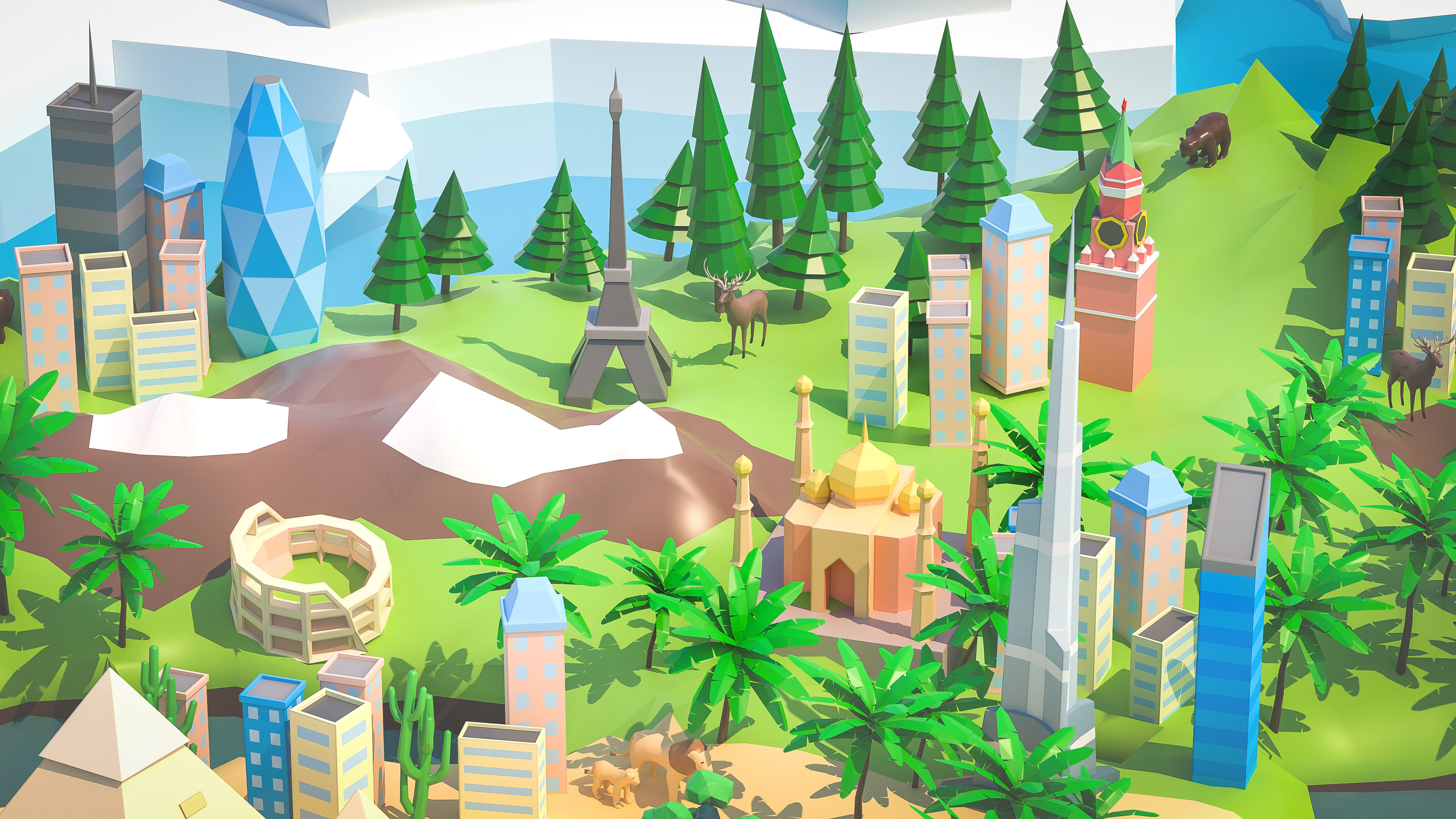 3D model World Map VR / AR / low-poly | CGTrader
