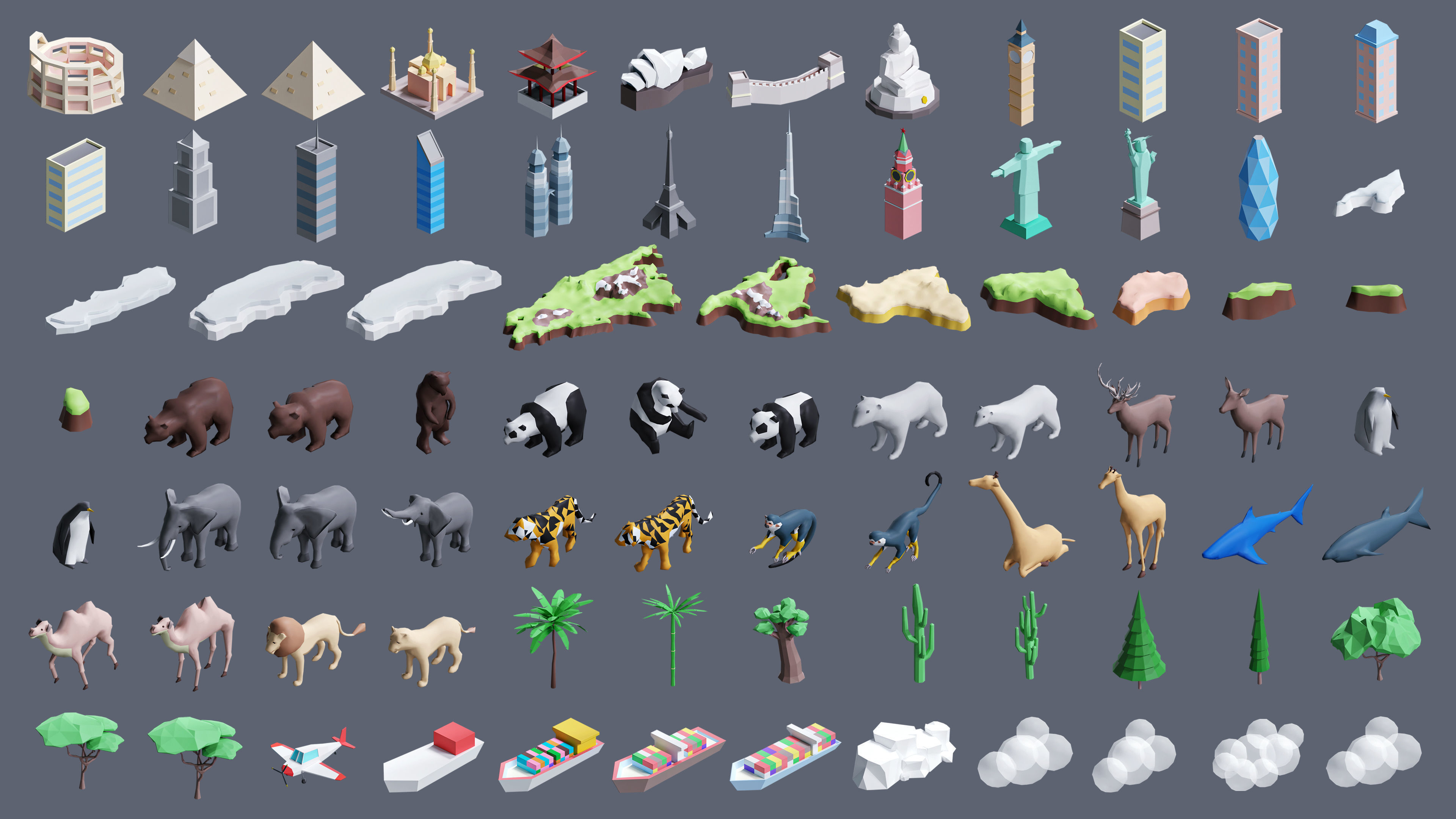 3D model World Map VR / AR / low-poly | CGTrader