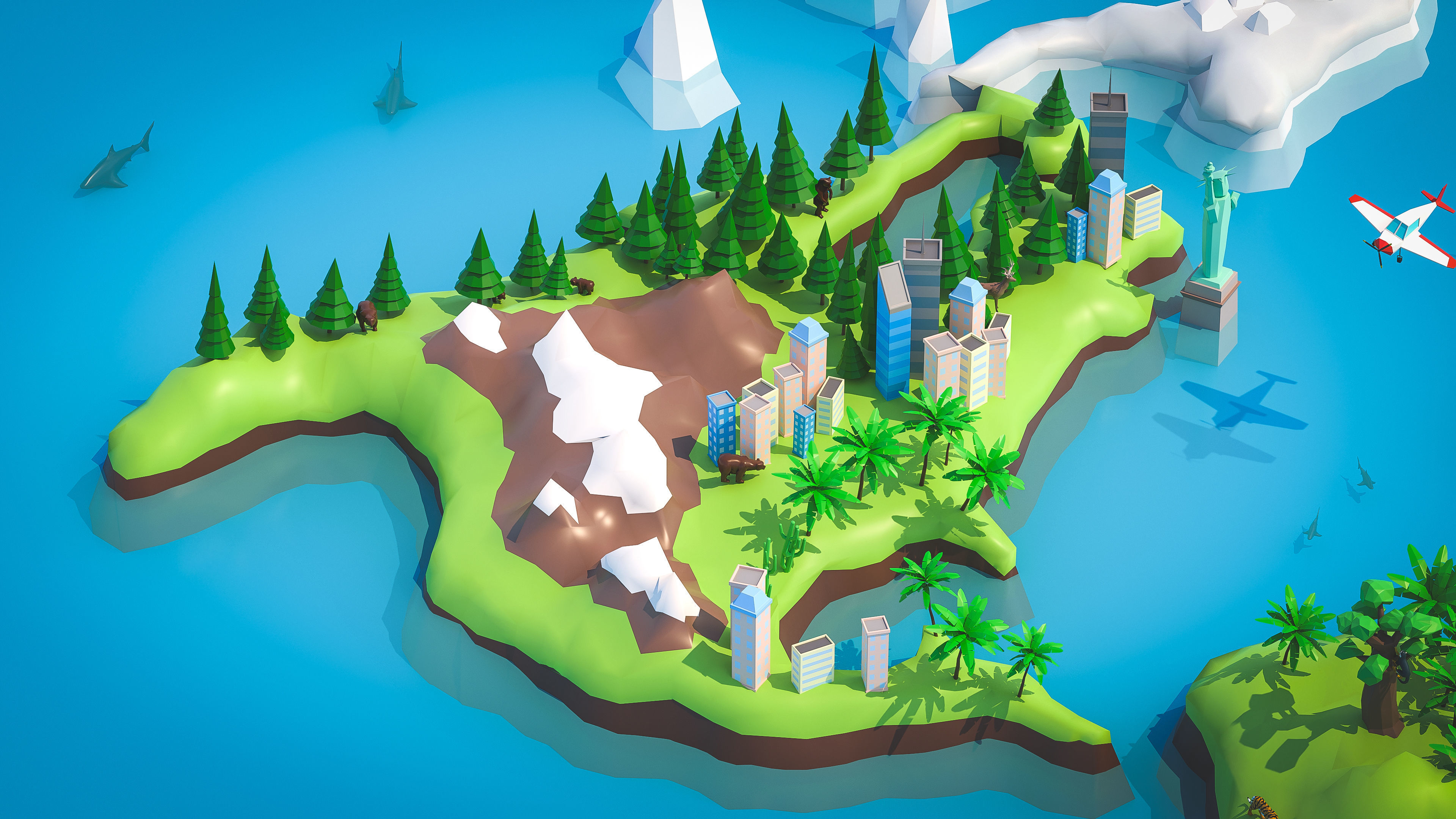 3D model World Map VR / AR / low-poly | CGTrader