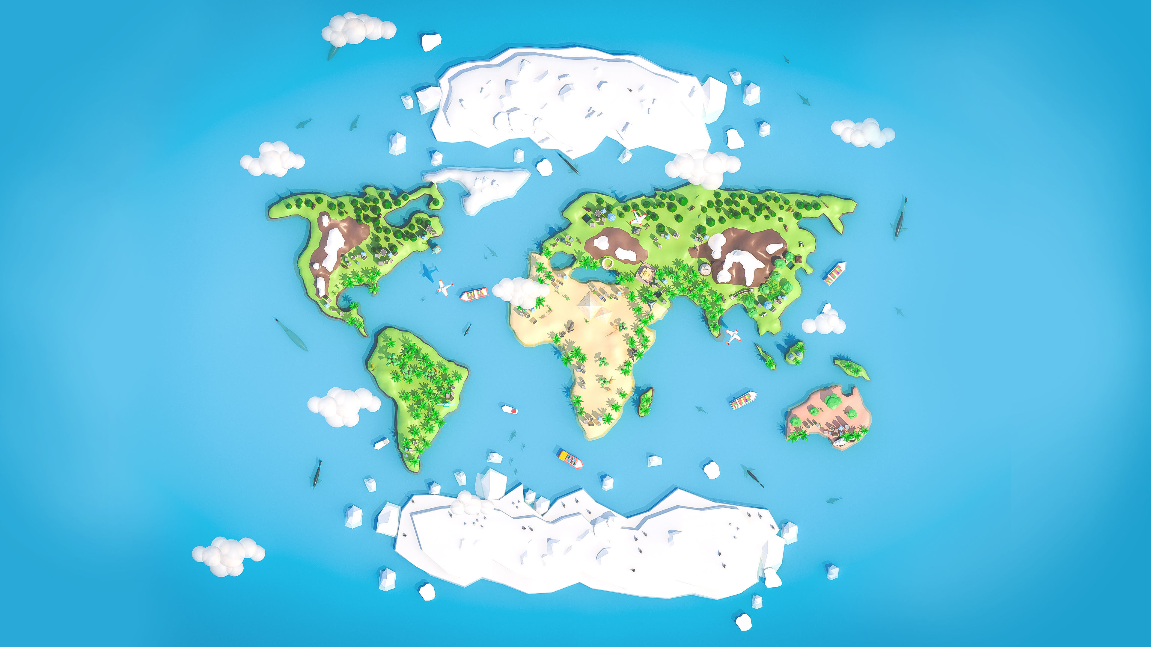 3D model World Map VR / AR / low-poly | CGTrader