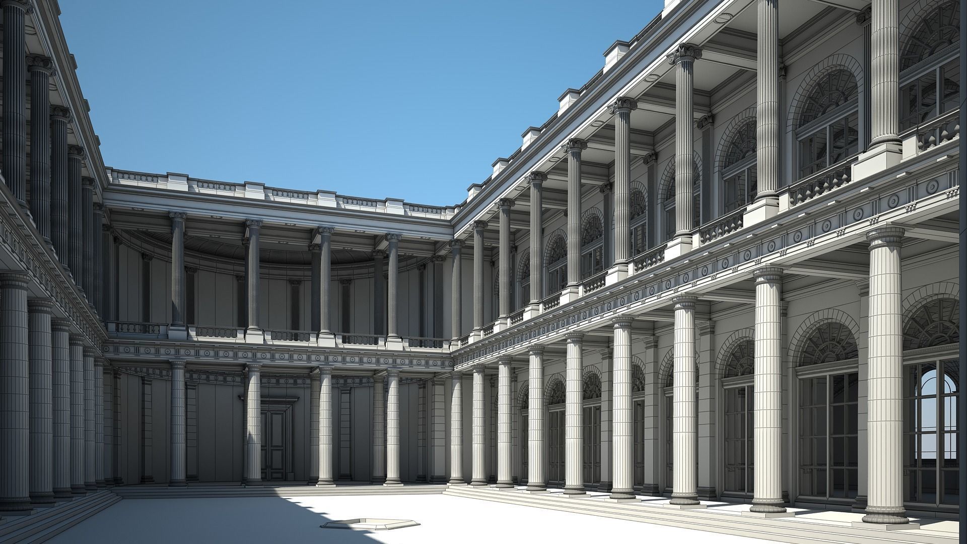 Classical Courtyard with Staircase 3D model | CGTrader