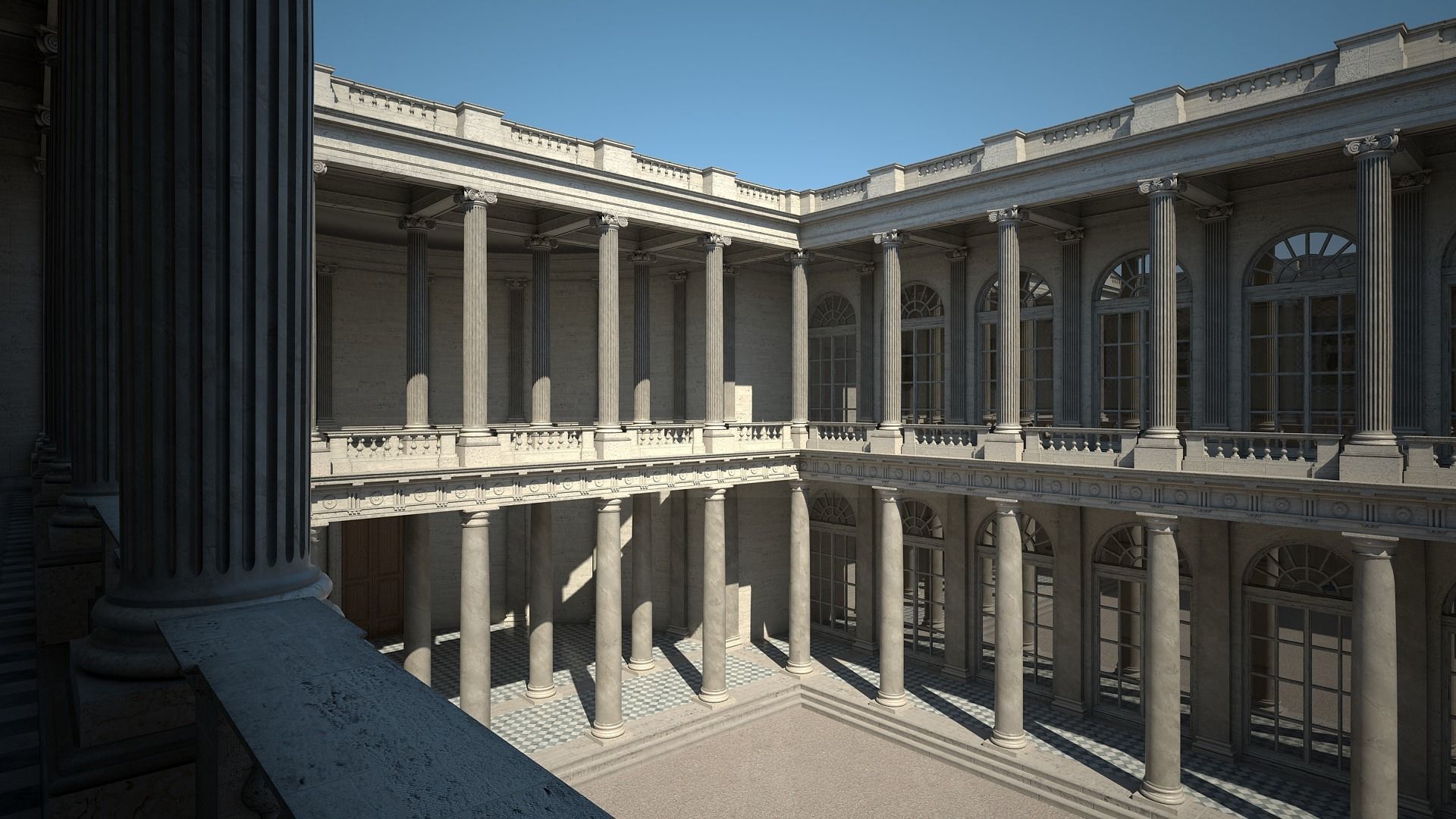 Classical Courtyard with Staircase 3D model | CGTrader