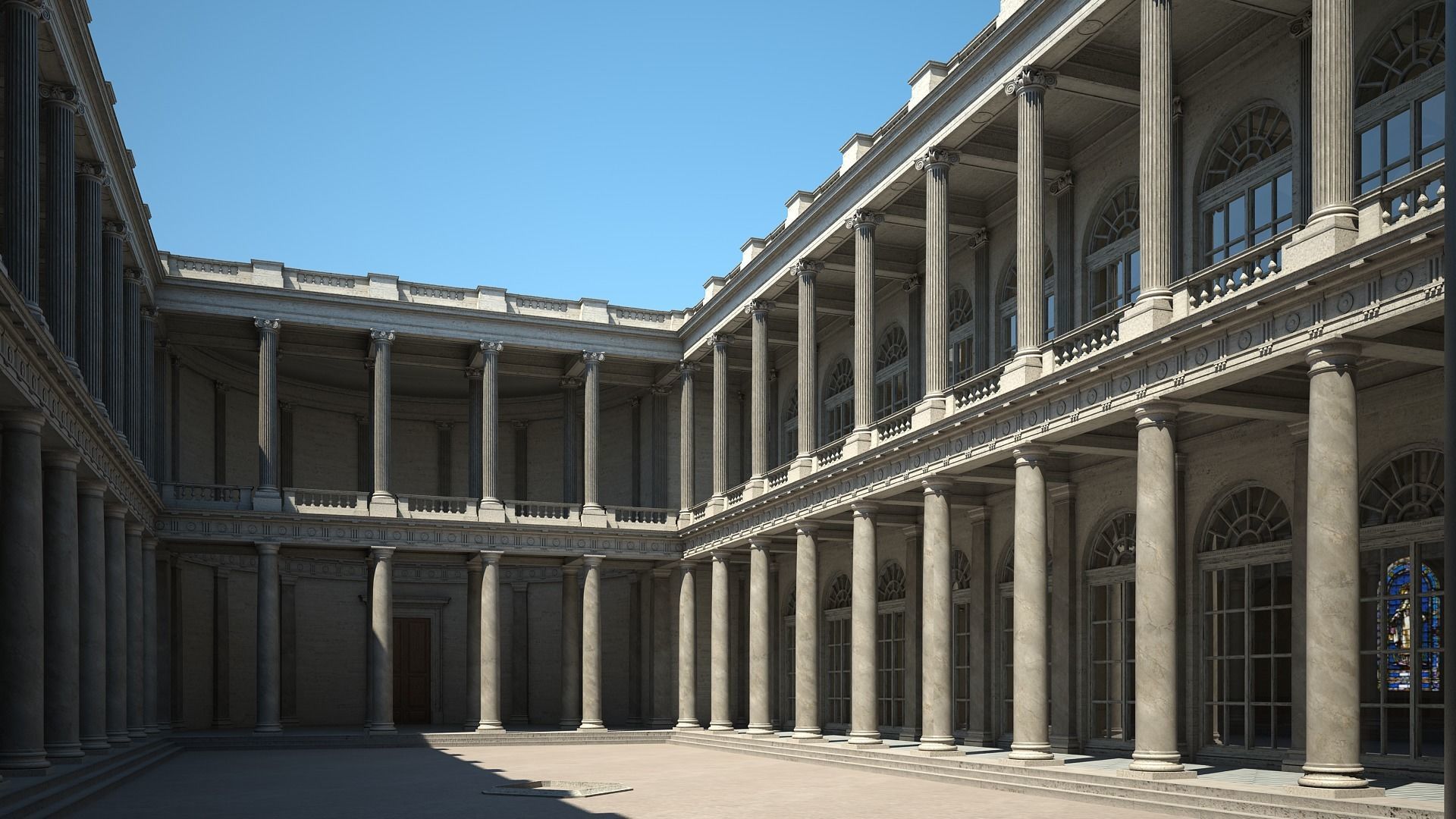 Classical Courtyard with Staircase 3D model | CGTrader