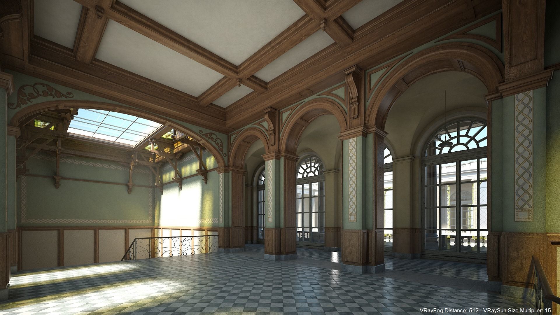 Classical Courtyard with Staircase 3D model | CGTrader