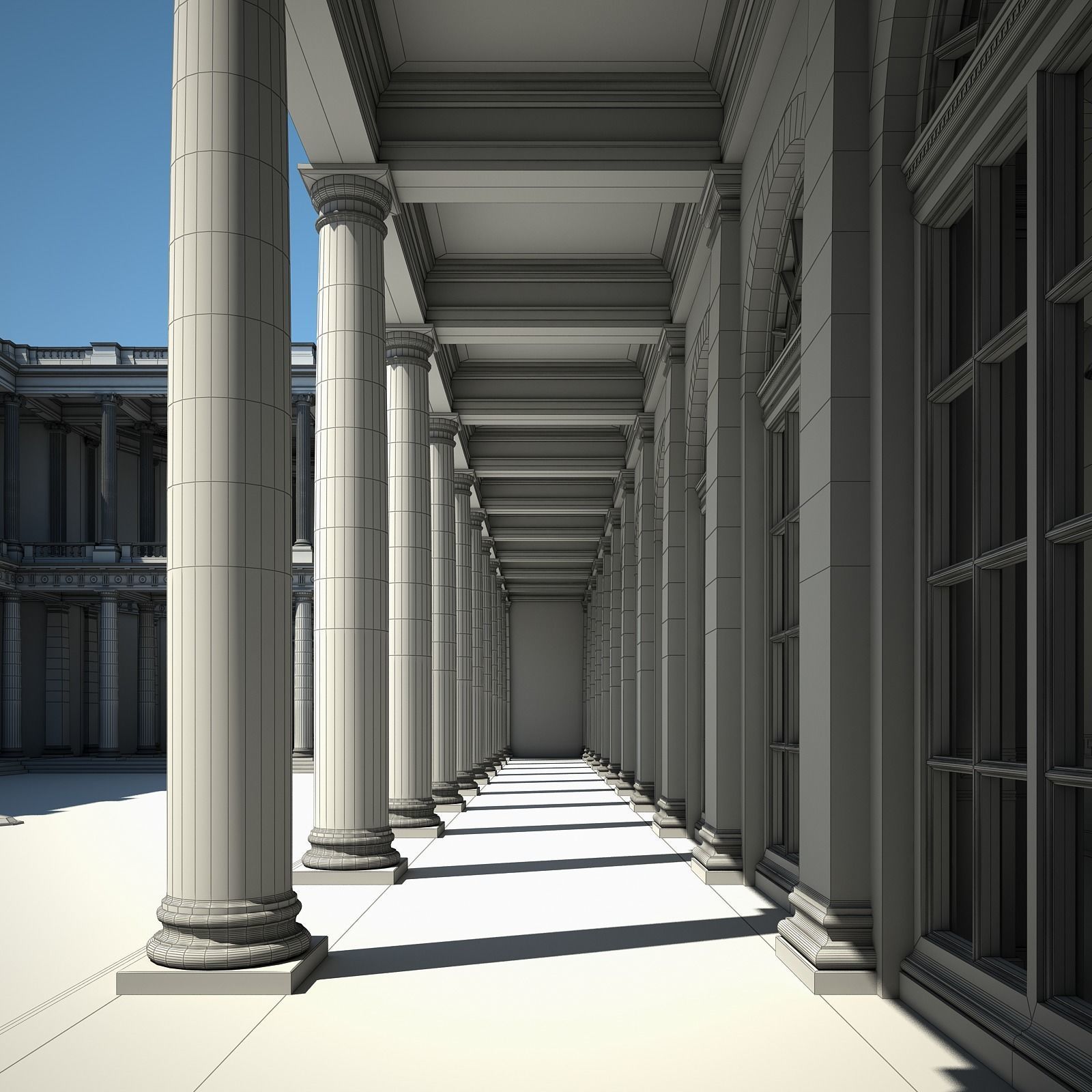 Classical Courtyard with Staircase 3D model | CGTrader