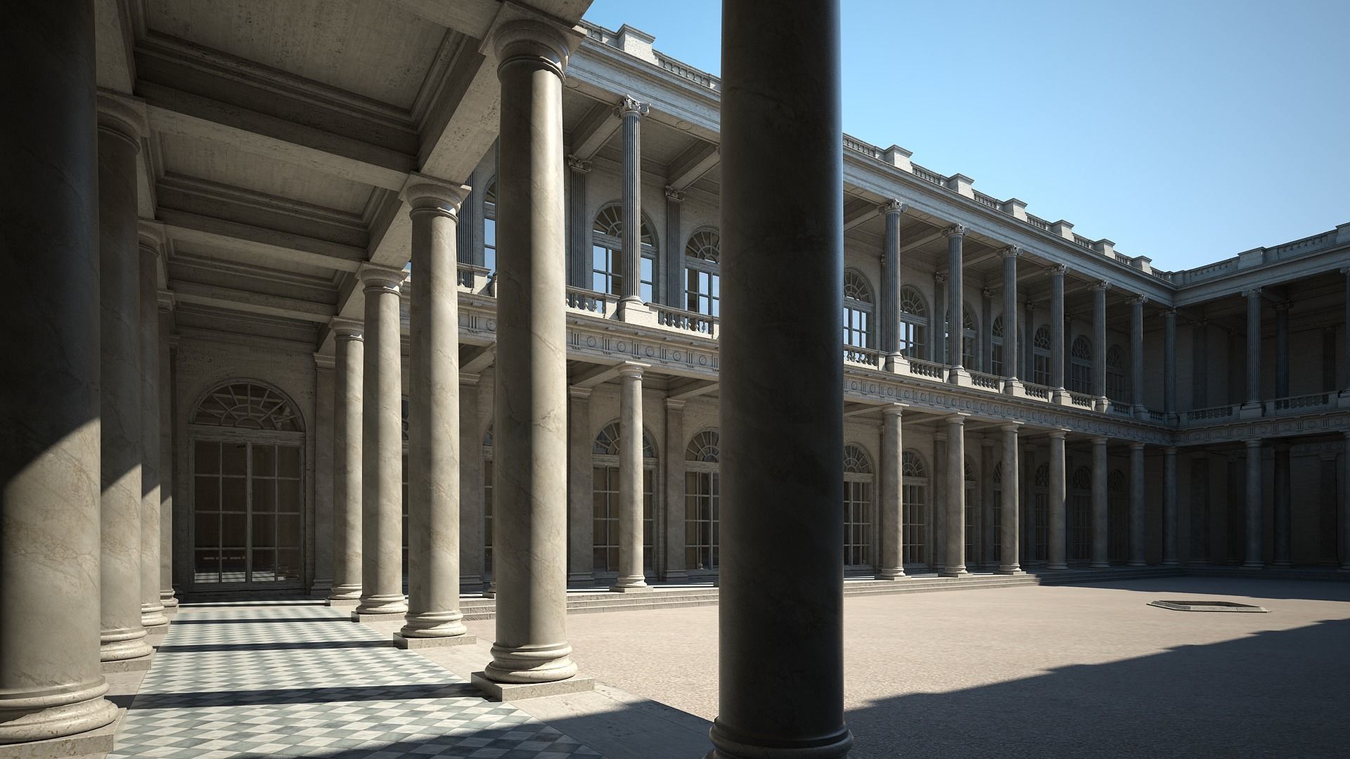 Classical Courtyard with Staircase 3D model | CGTrader