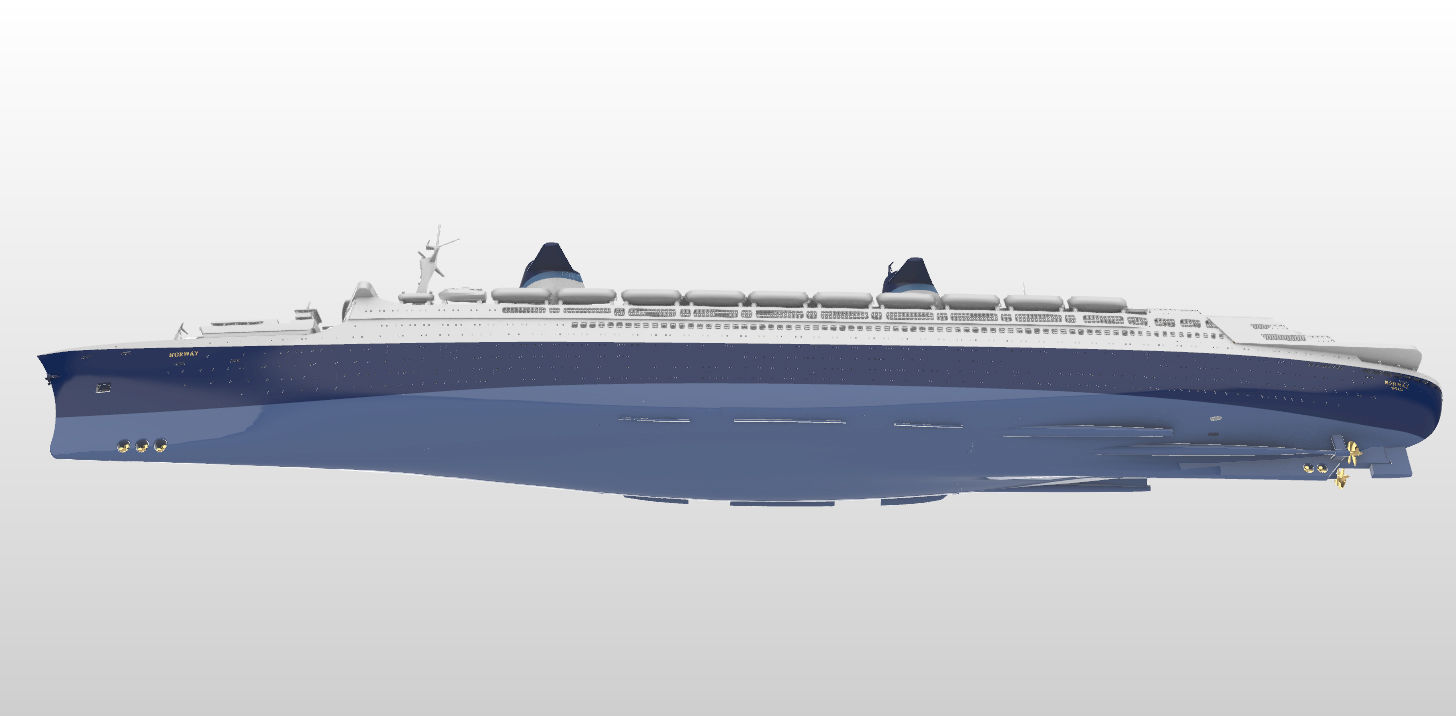 SS NORWAY 1980 cruise ship - full hull and waterline 3D model 3D ...
