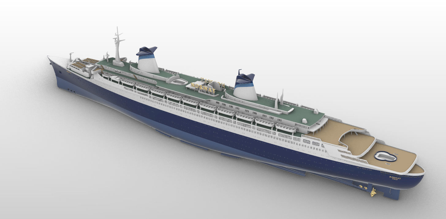 SS NORWAY 1980 cruise ship - full hull and waterline 3D model 3D ...