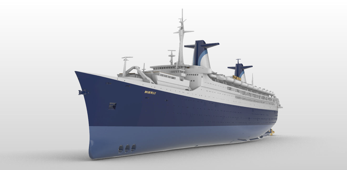 SS NORWAY 1980 cruise ship - full hull and waterline 3D model 3D ...