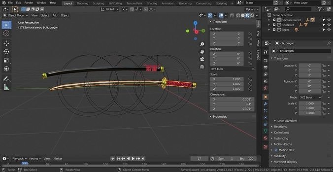 Ornamental Samurai Sword 3D model | CGTrader