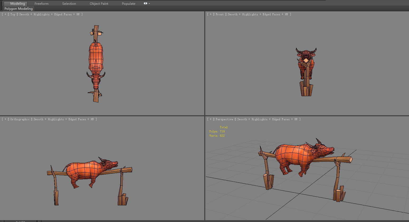 3D model Cartoon roast beef - roast whole cow VR / AR / low-poly | CGTrader