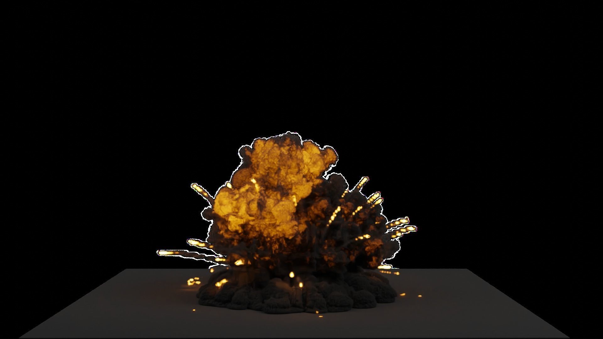 3D model Fuel Explosion With Debris Simulation VDB VR / AR / low-poly ...