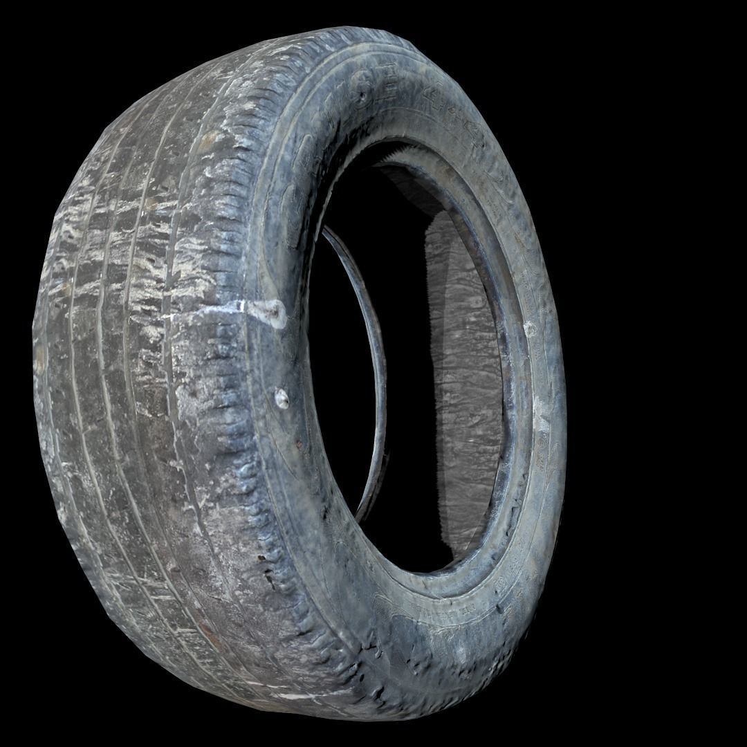 3D model old tire 3d scan photogrammettry pbr metal roughness VR / AR ...