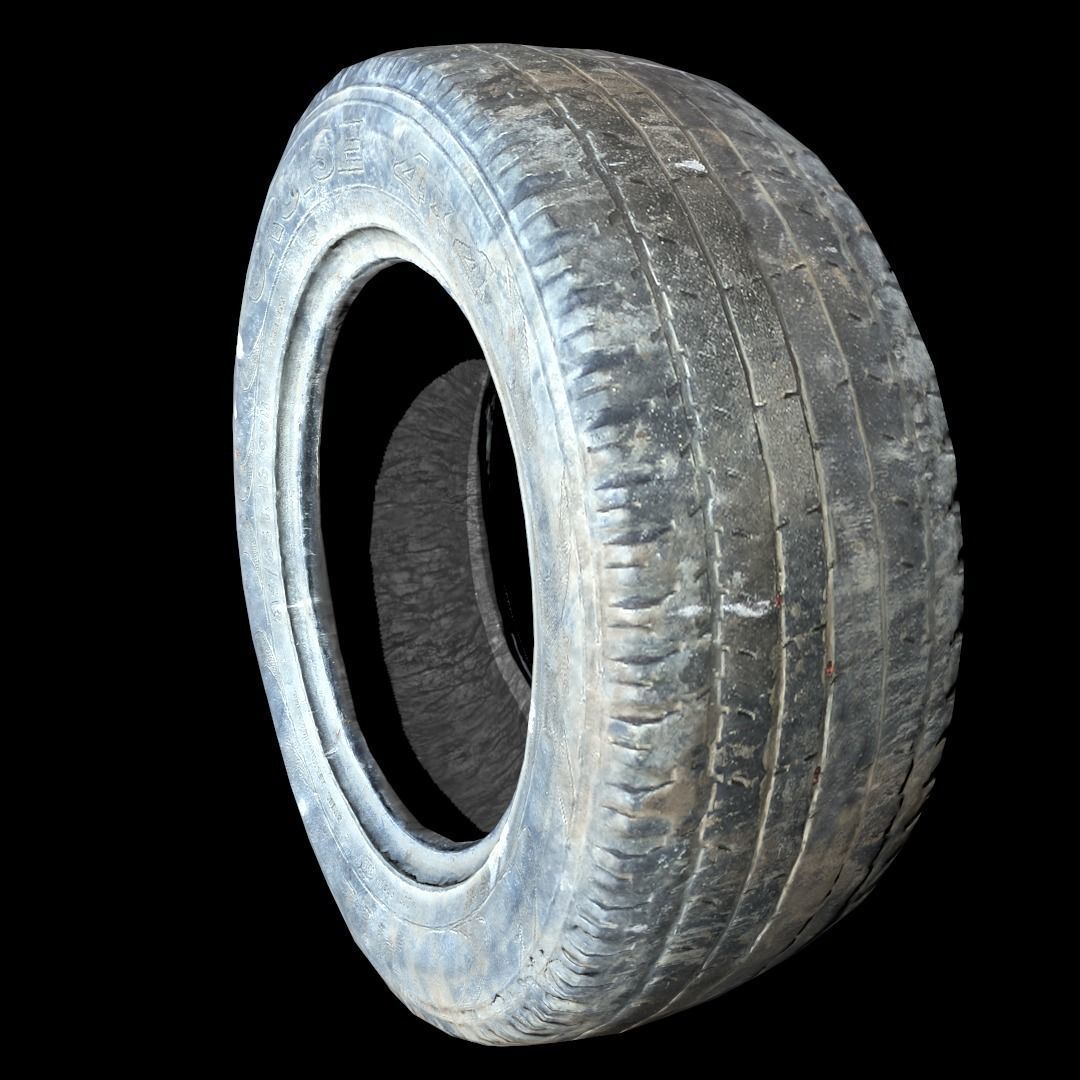 3D model old tire 3d scan photogrammettry pbr metal roughness VR / AR ...