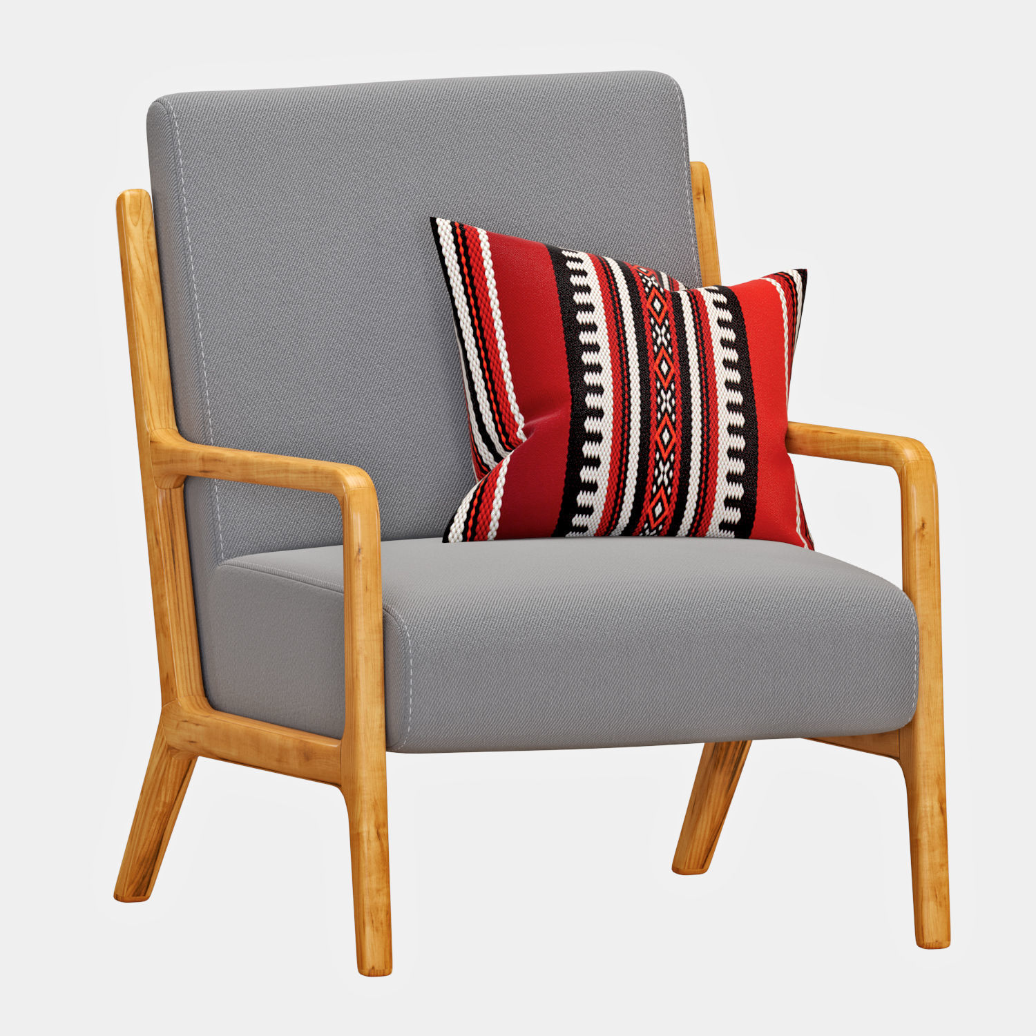 ASH WOOD AND LINEN ARMCHAIR 3D model | CGTrader