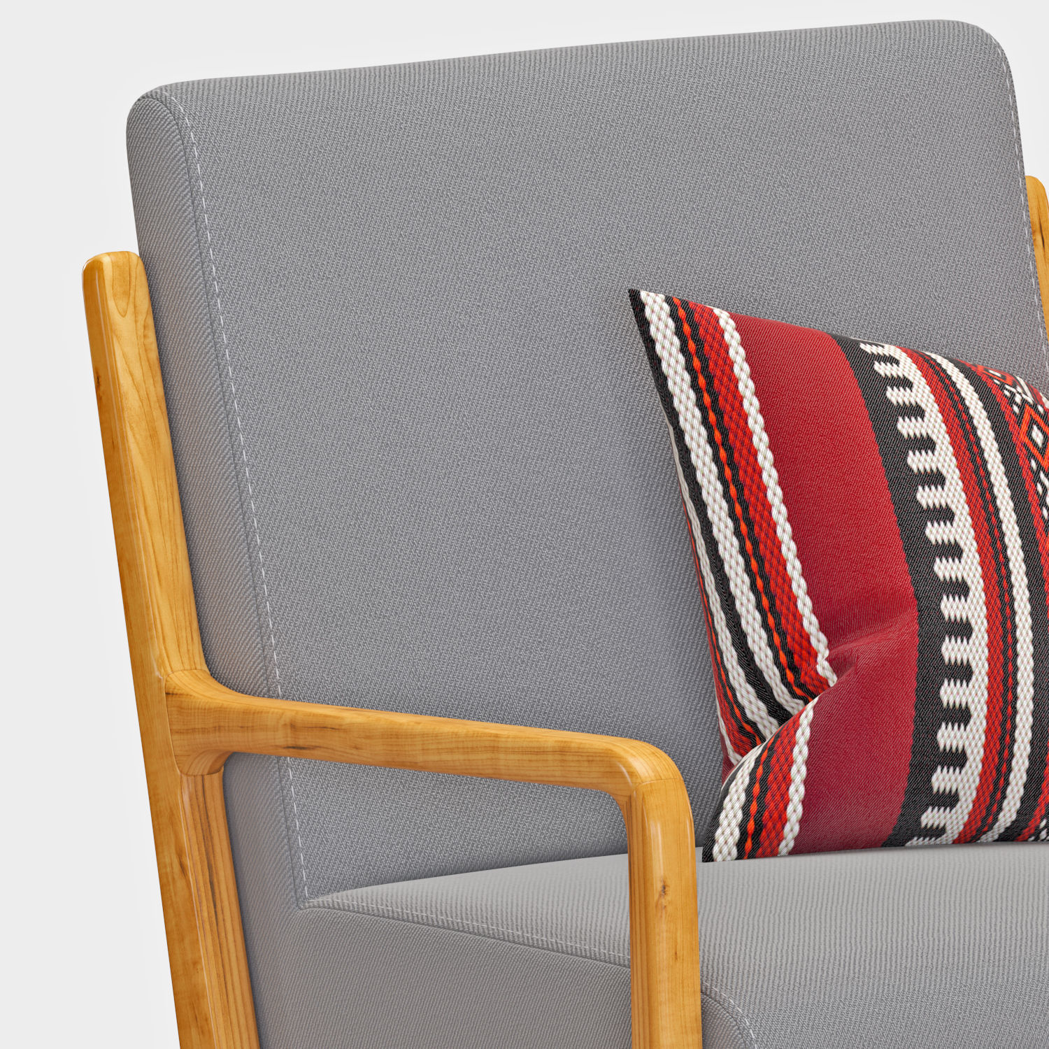 ASH WOOD AND LINEN ARMCHAIR 3D model | CGTrader