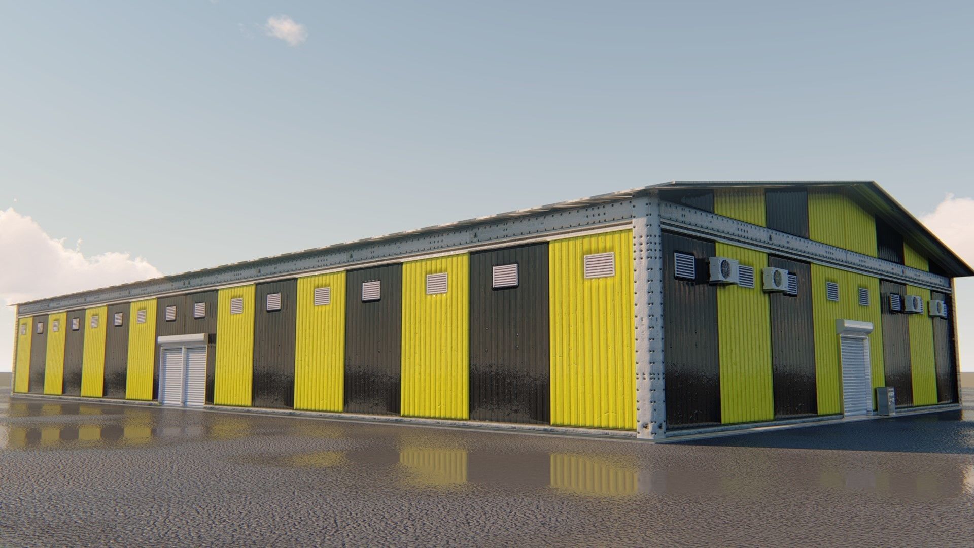 Warehouse with stripes 3D model | CGTrader