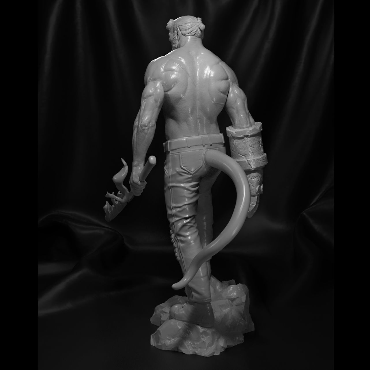Hellboy statue of demon holding sword 3D model 3D printable | CGTrader
