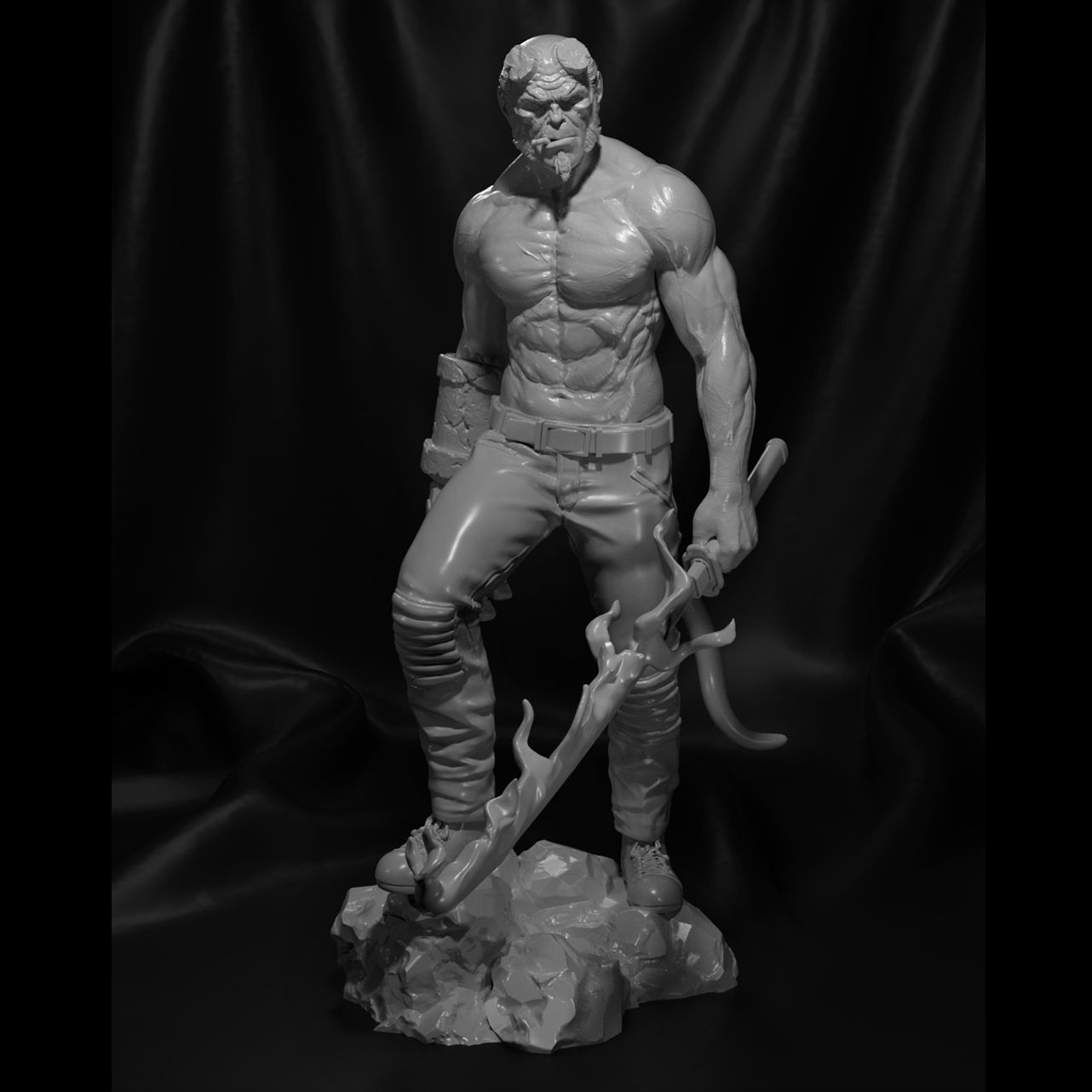 Hellboy statue of demon holding sword 3D model 3D printable | CGTrader