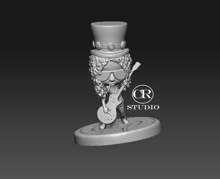 slash figurine of musician in top hat 3D model | CGTrader