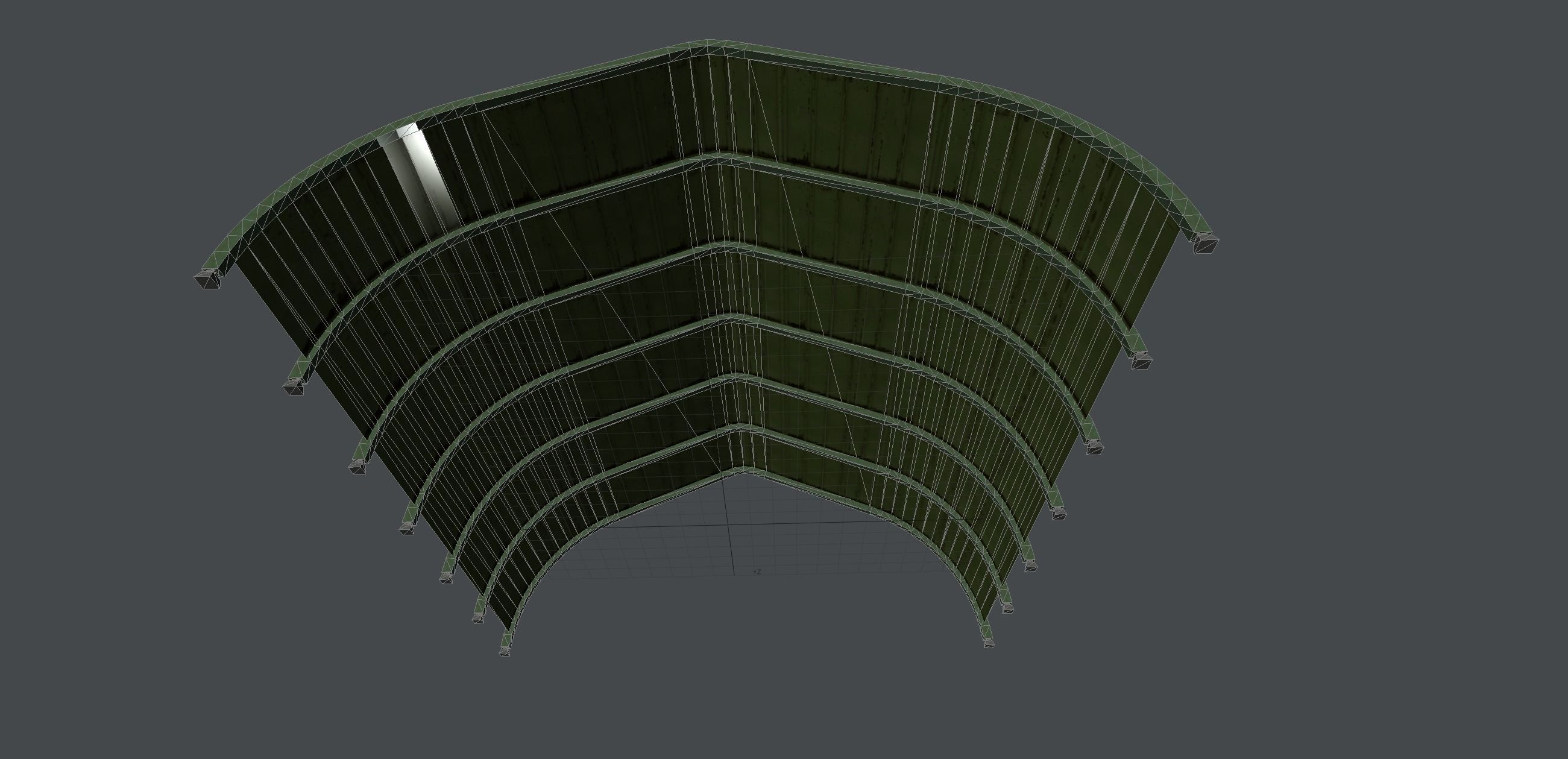 3D model Military Airport Shed - simple aircraft hangar - green VR / AR ...
