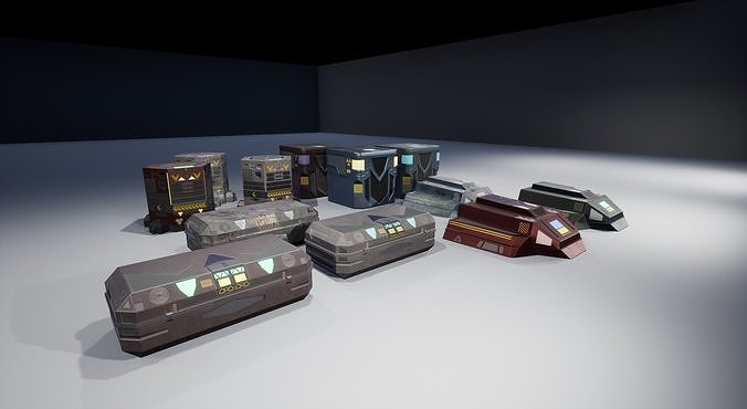 3D model GAME READY LOW-POLY SCI-FI LOOTCHEST PACK with UE4-UE5 Asset ...