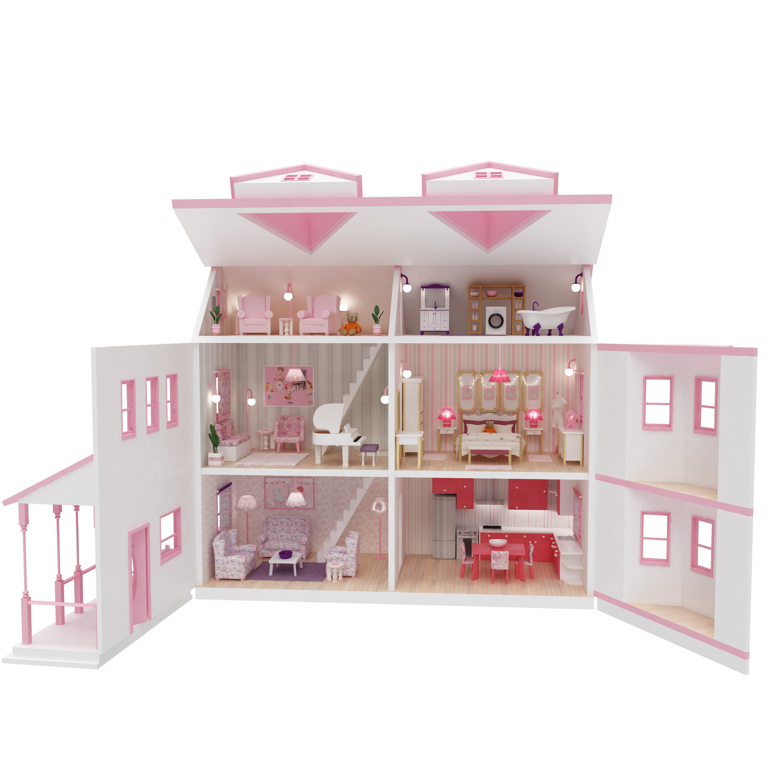 Dollhouse model doll house for girls 3D model 3D printable | CGTrader