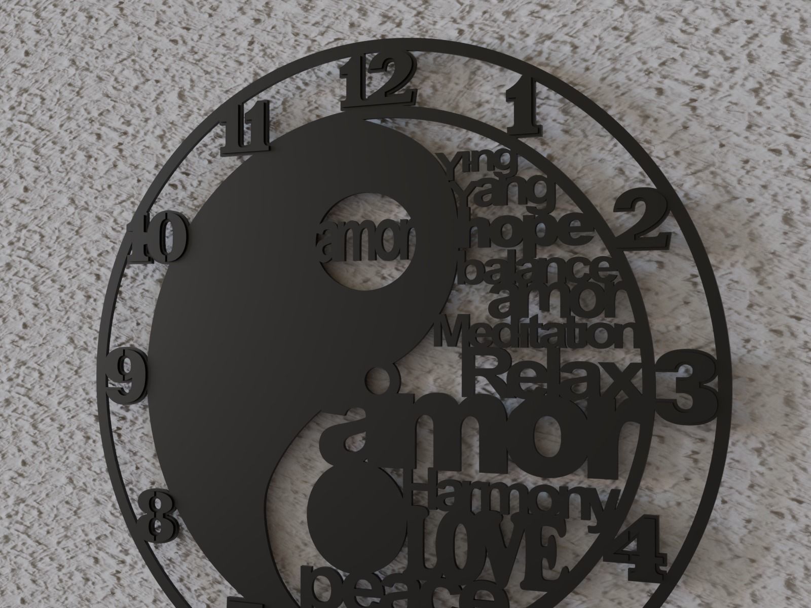ying yang wall clock 3D model 3D printable | CGTrader