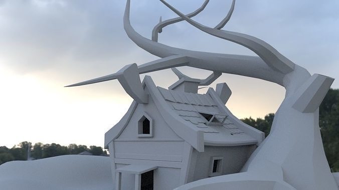 TOONY HUT AND TREE free VR / AR / low-poly 3D model | CGTrader