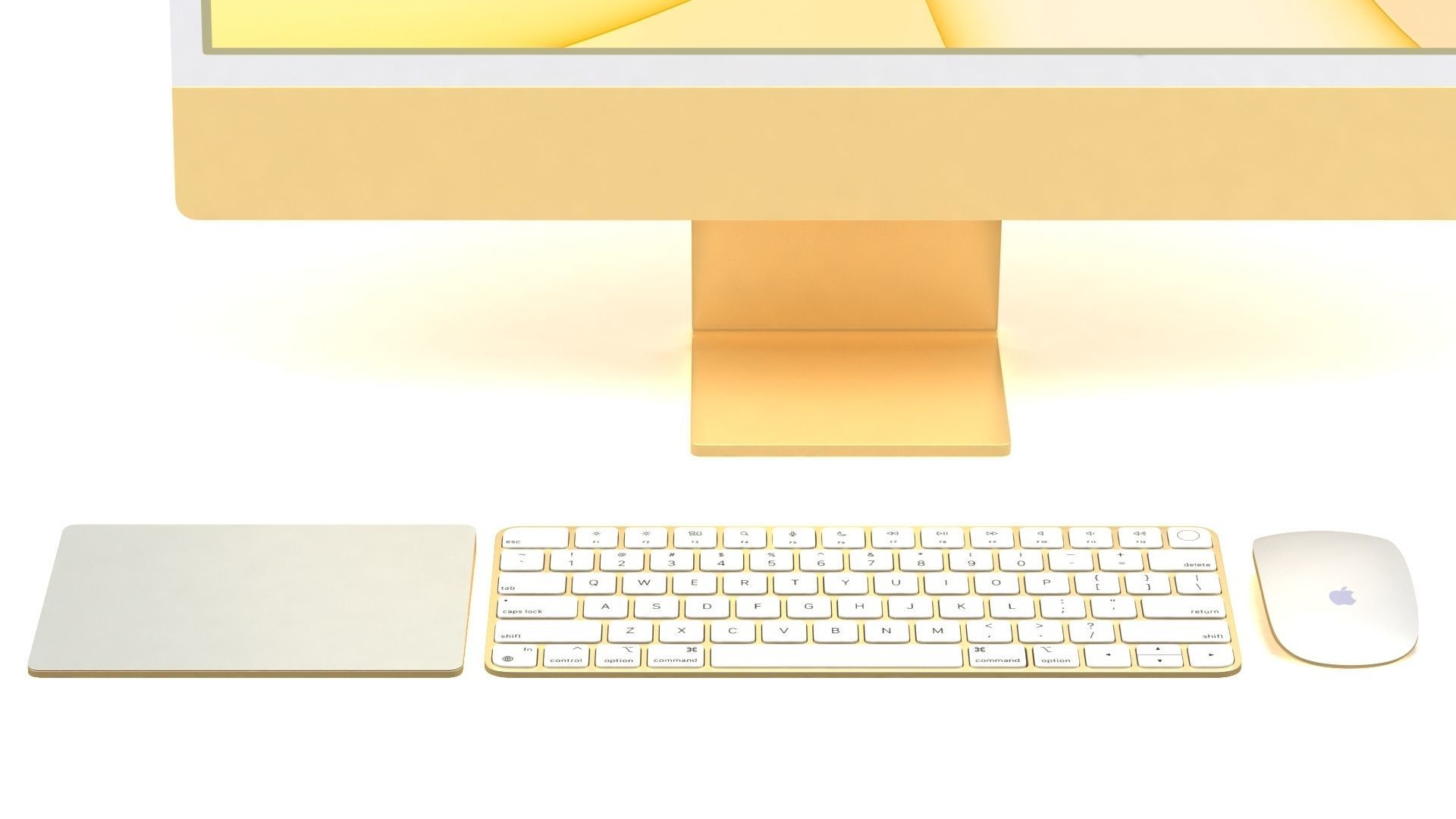 3D model Apple iMac 24 inch 2021 Yellow Keyboard Mouse Trackpad VR / AR ...
