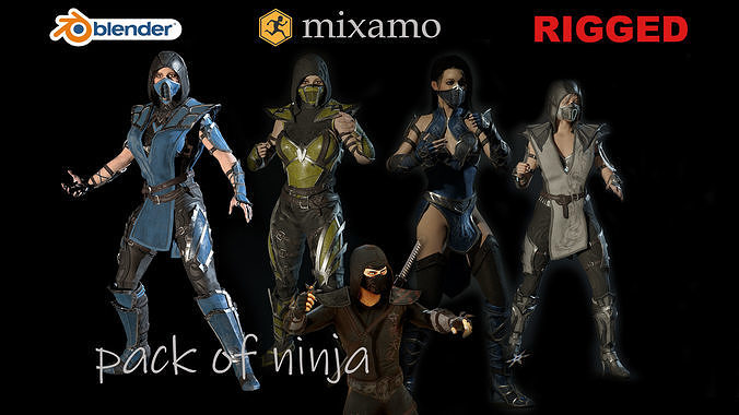 pack of ninja VR / AR / low-poly | CGTrader