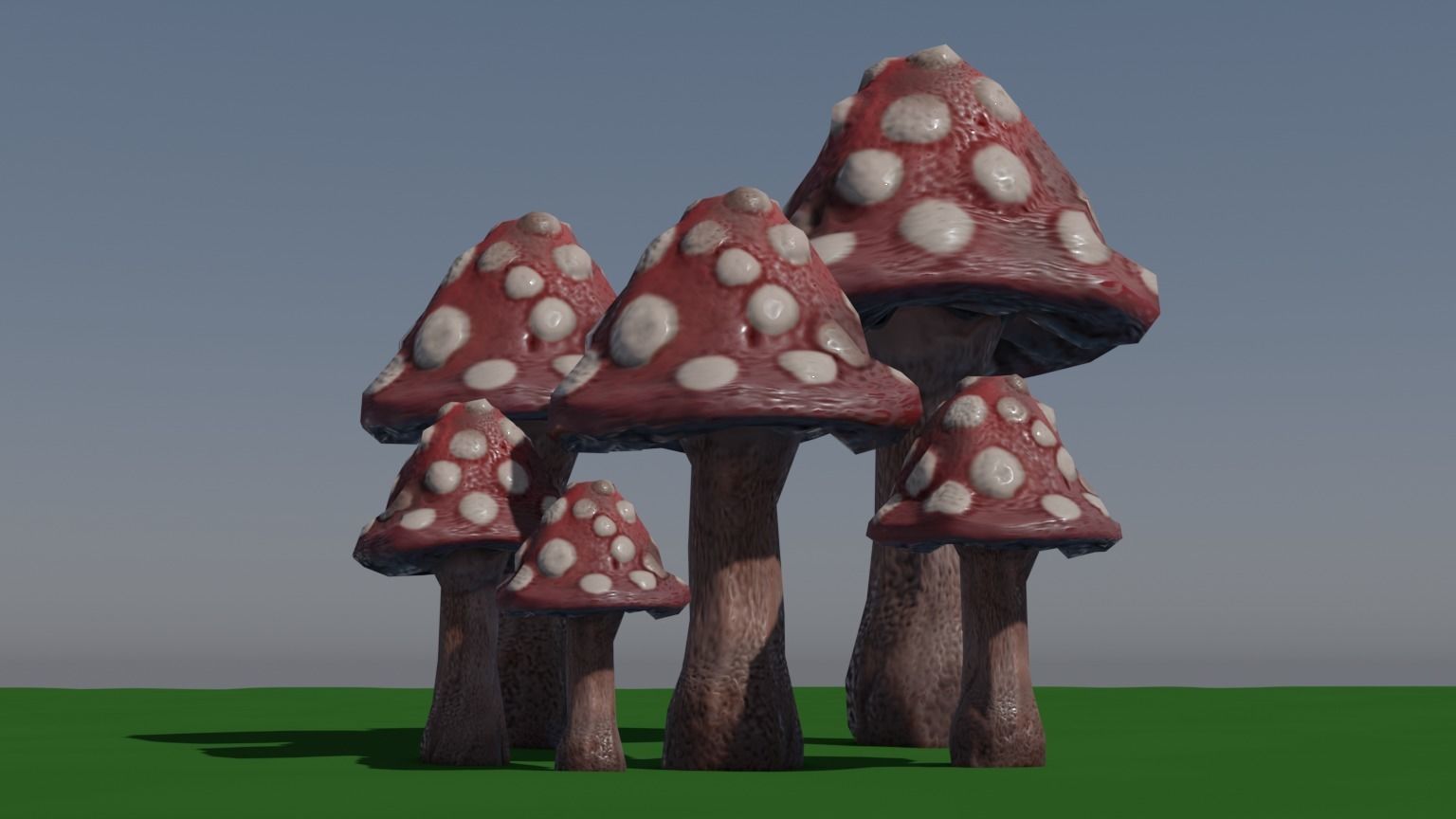 3D model Set of 4 realistic low-poly game-ready mushrooms VR / AR / low ...