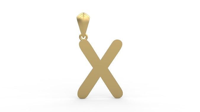 Initial Letters Pendant Arial Rounded X 3D model 3D printable | CGTrader