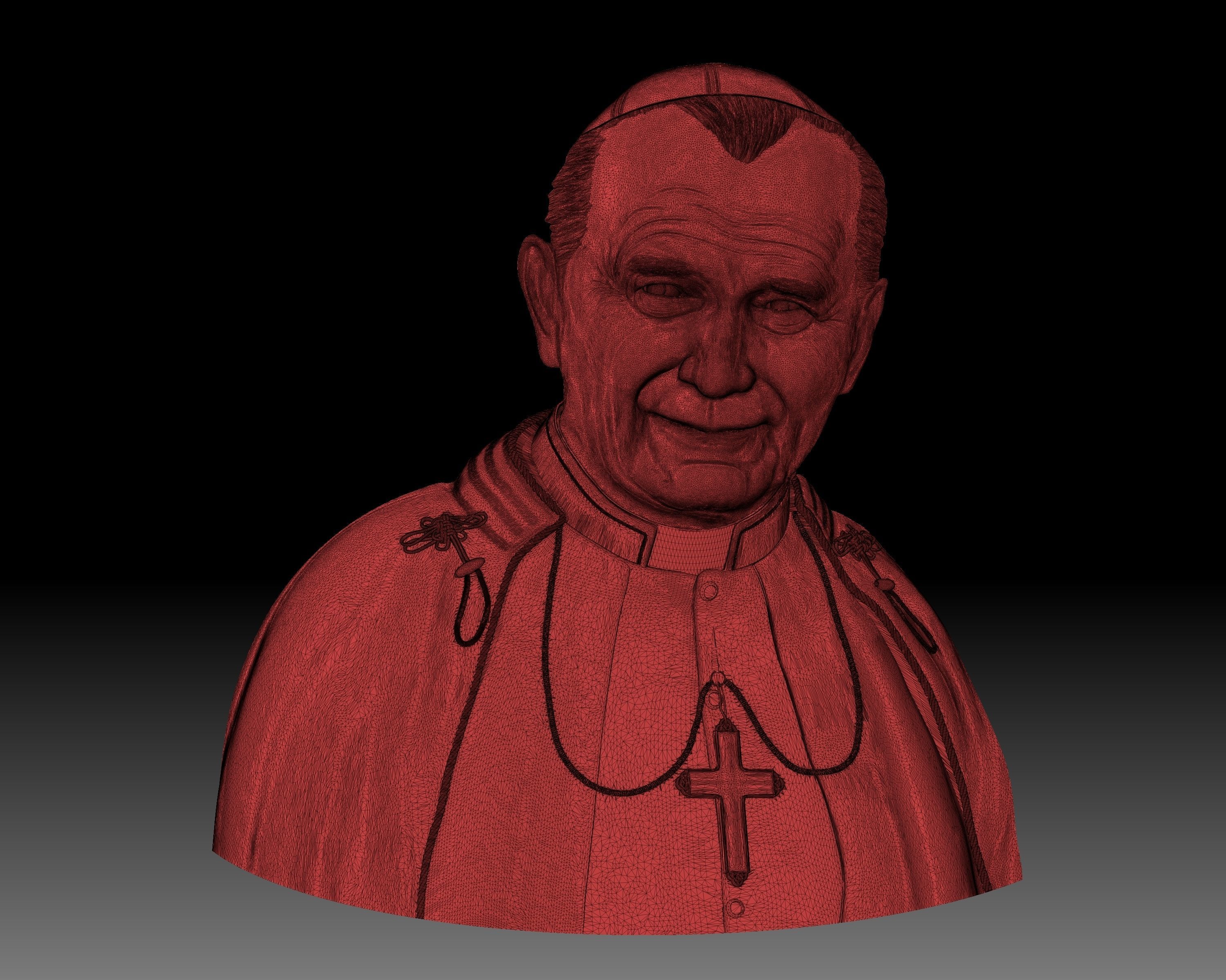 Pope John Paul II portrait low relief for CNC router 3D model 3D ...