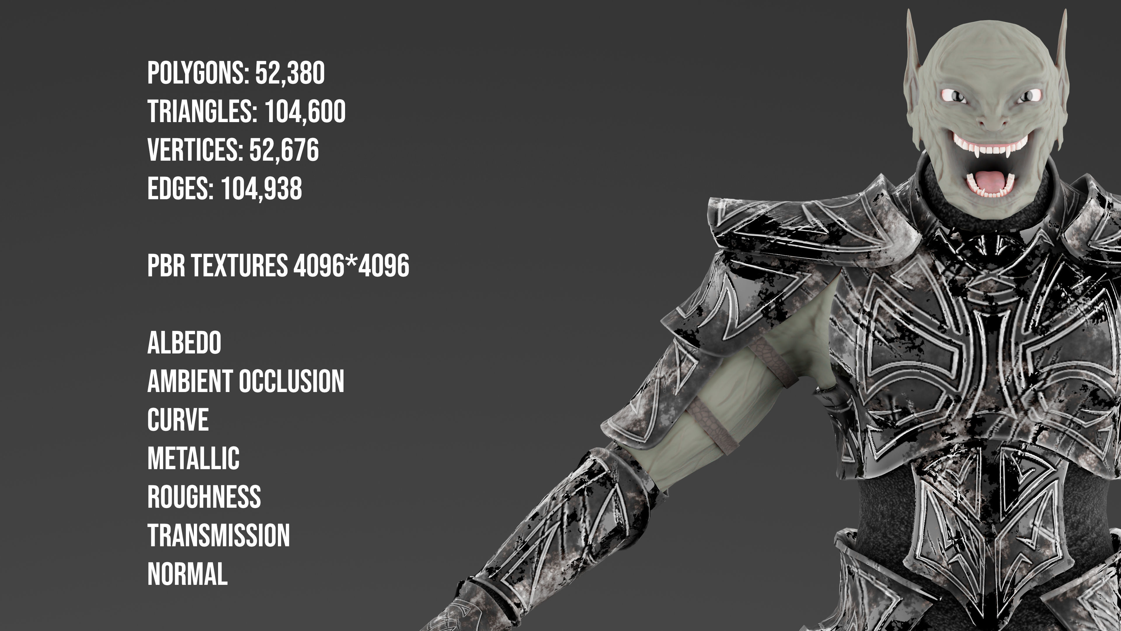 3D model Fantasy orc in armor with a sword VR / AR / low-poly | CGTrader