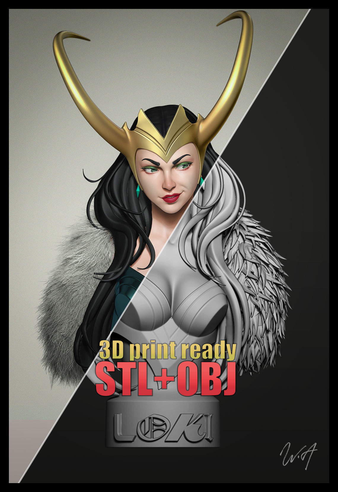 Ms Loki 3d bust 3D model 3D printable | CGTrader