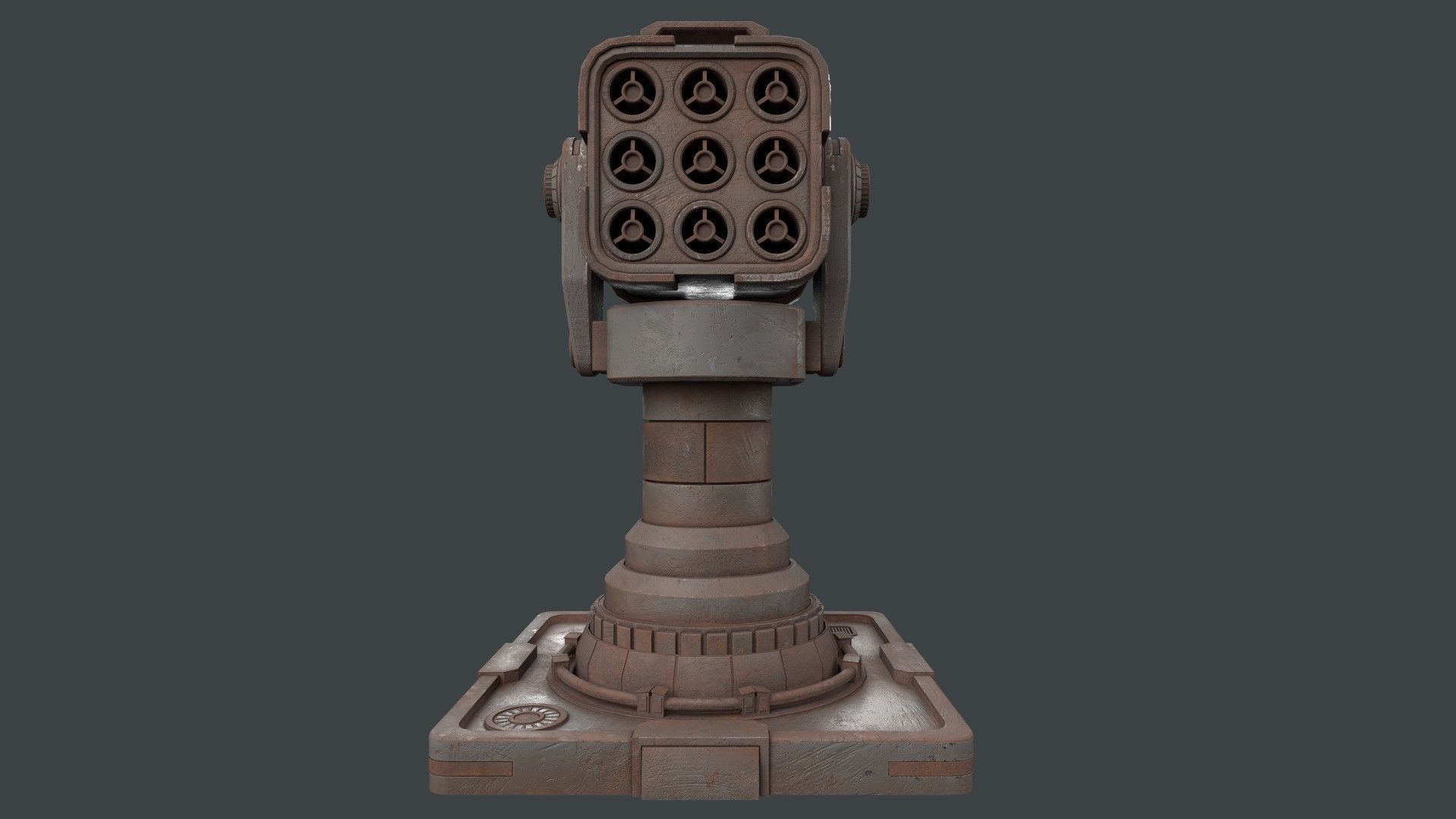 Simple 3x3 Rusty Missile Turret 3D model | CGTrader