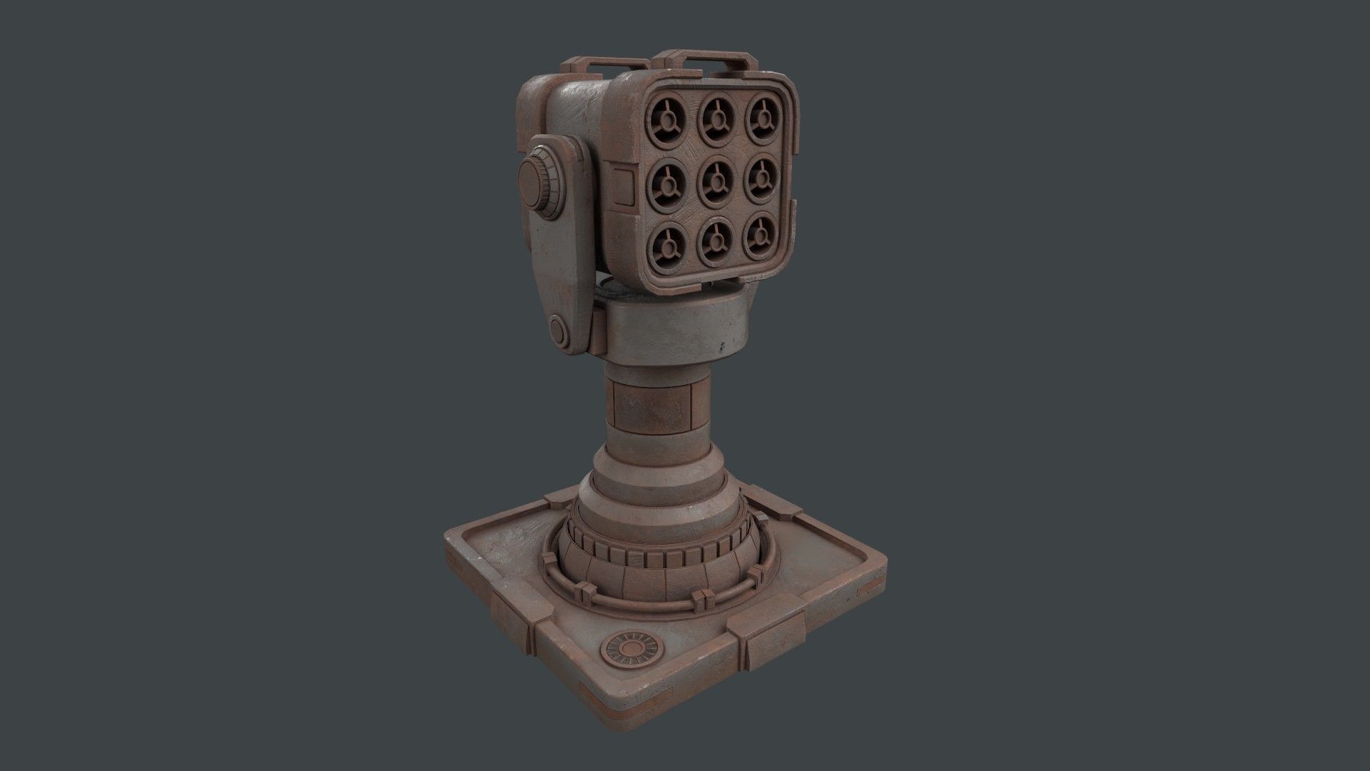 Simple 3x3 Rusty Missile Turret 3D model | CGTrader
