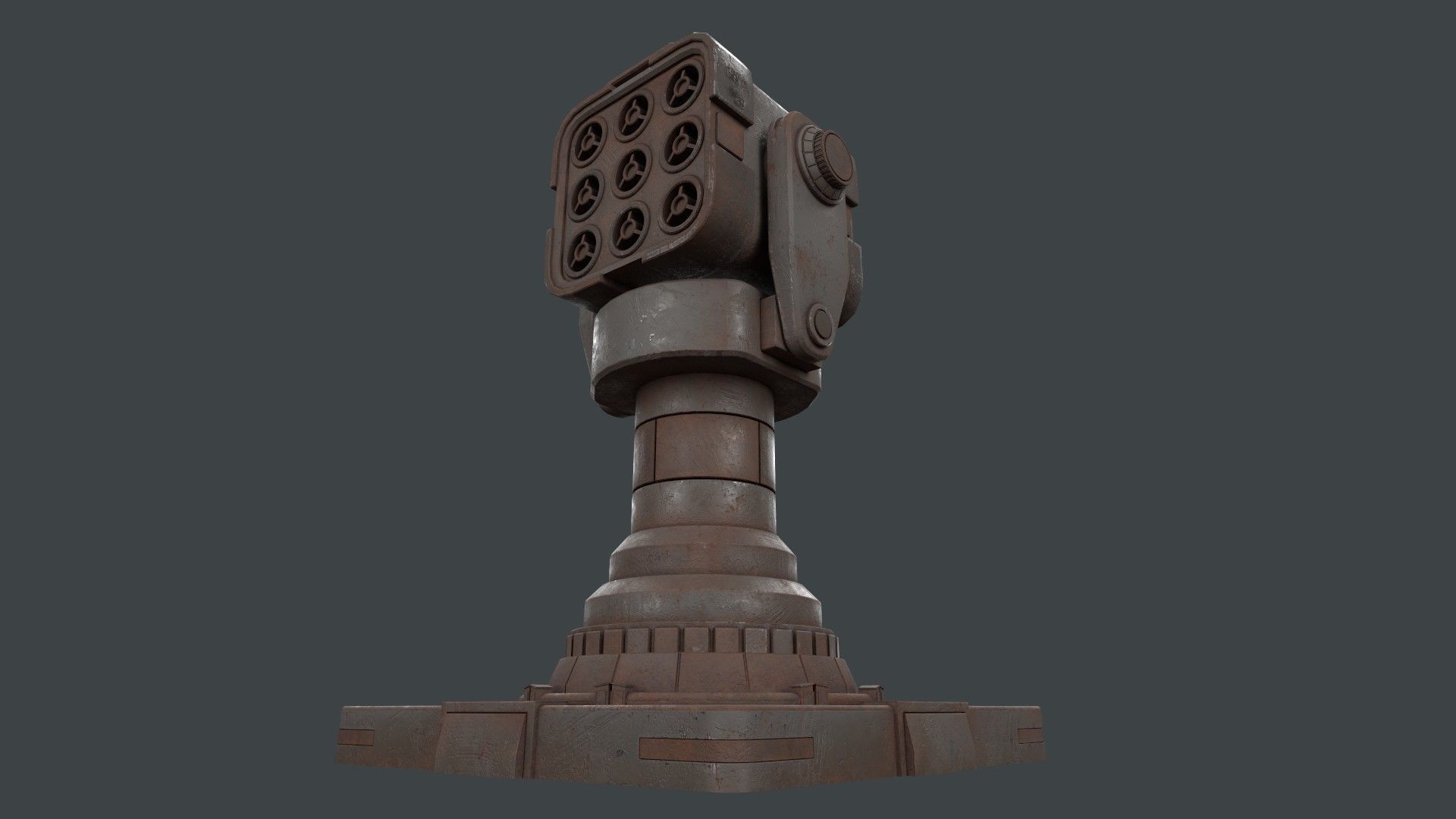 Simple 3x3 Rusty Missile Turret 3D model | CGTrader