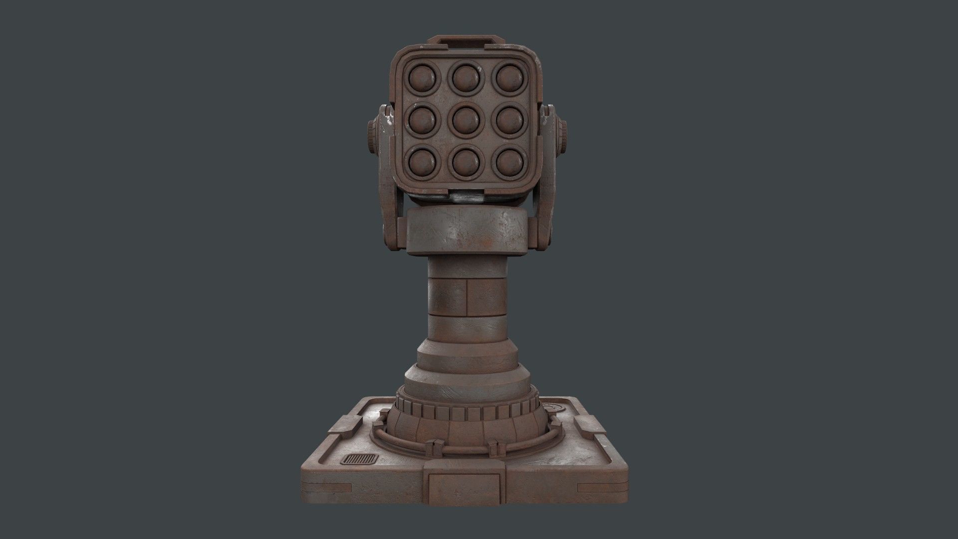 Simple 3x3 Rusty Missile Turret 3D model | CGTrader