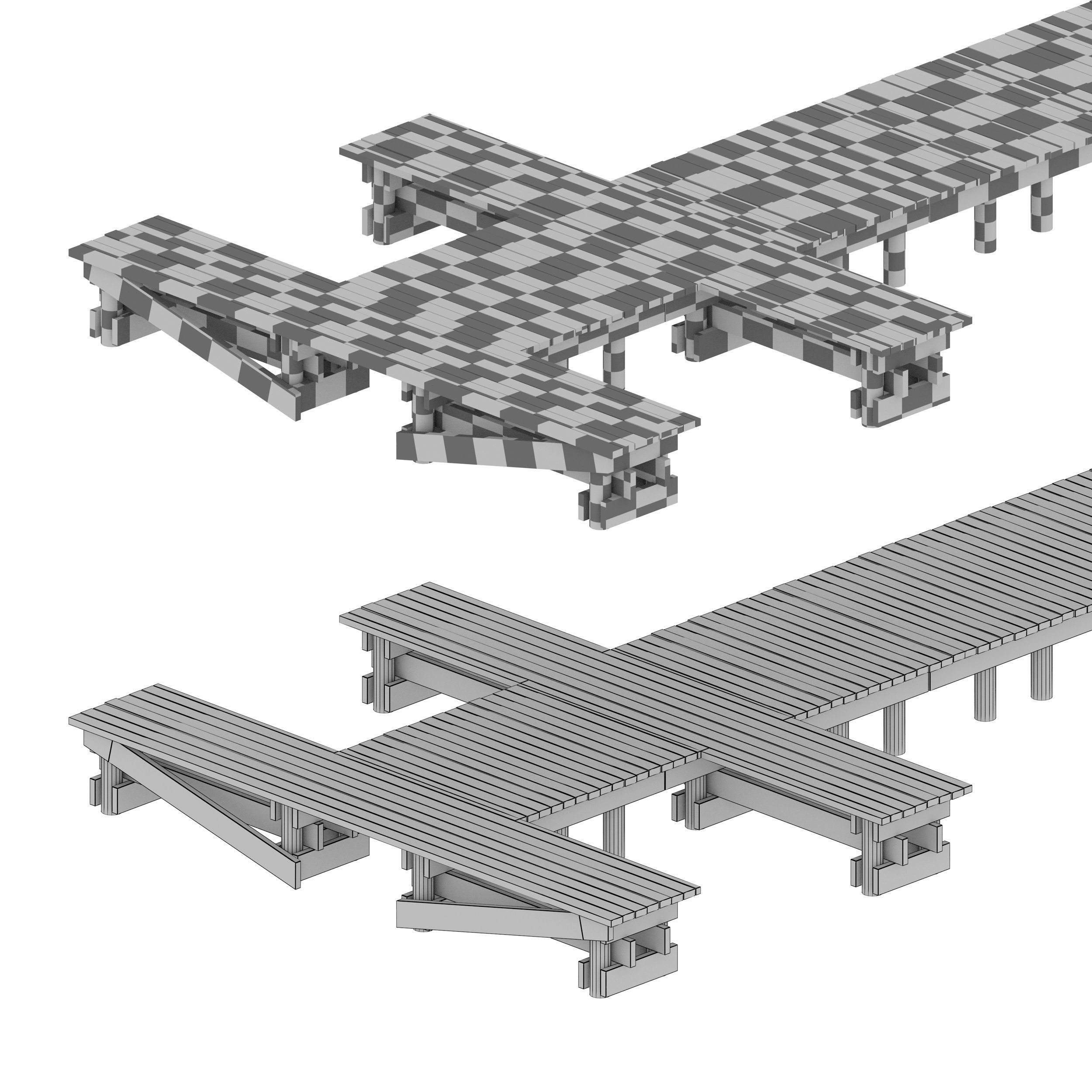 Wooden pier River pier Pontoon 3D model | CGTrader