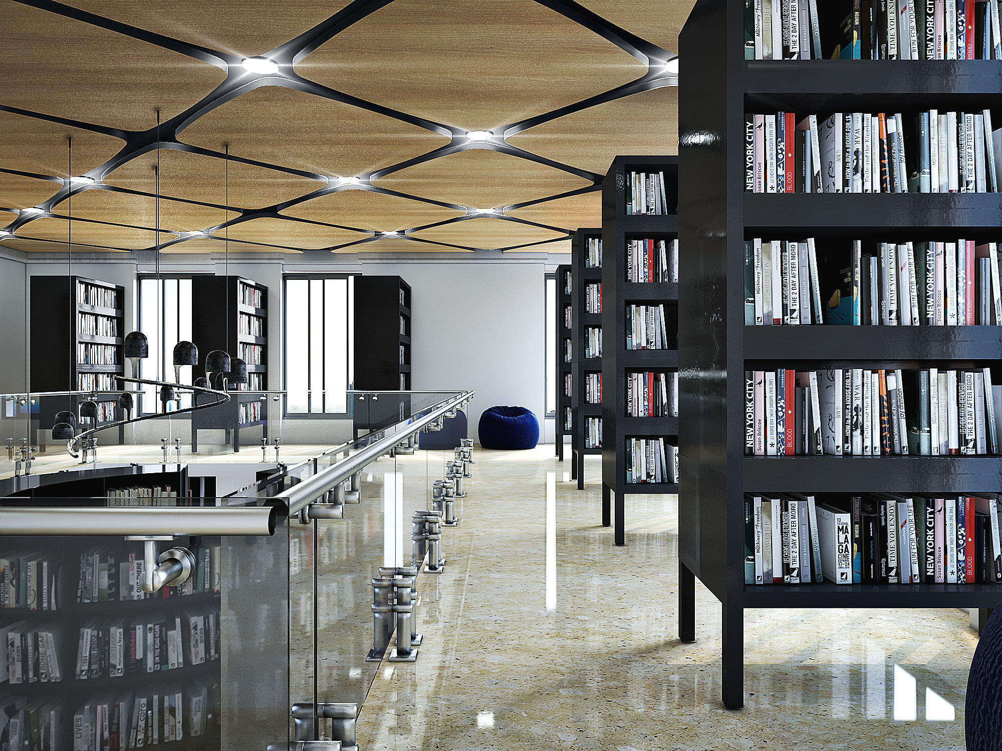 Public Library Interior Design Scene 3D model | CGTrader