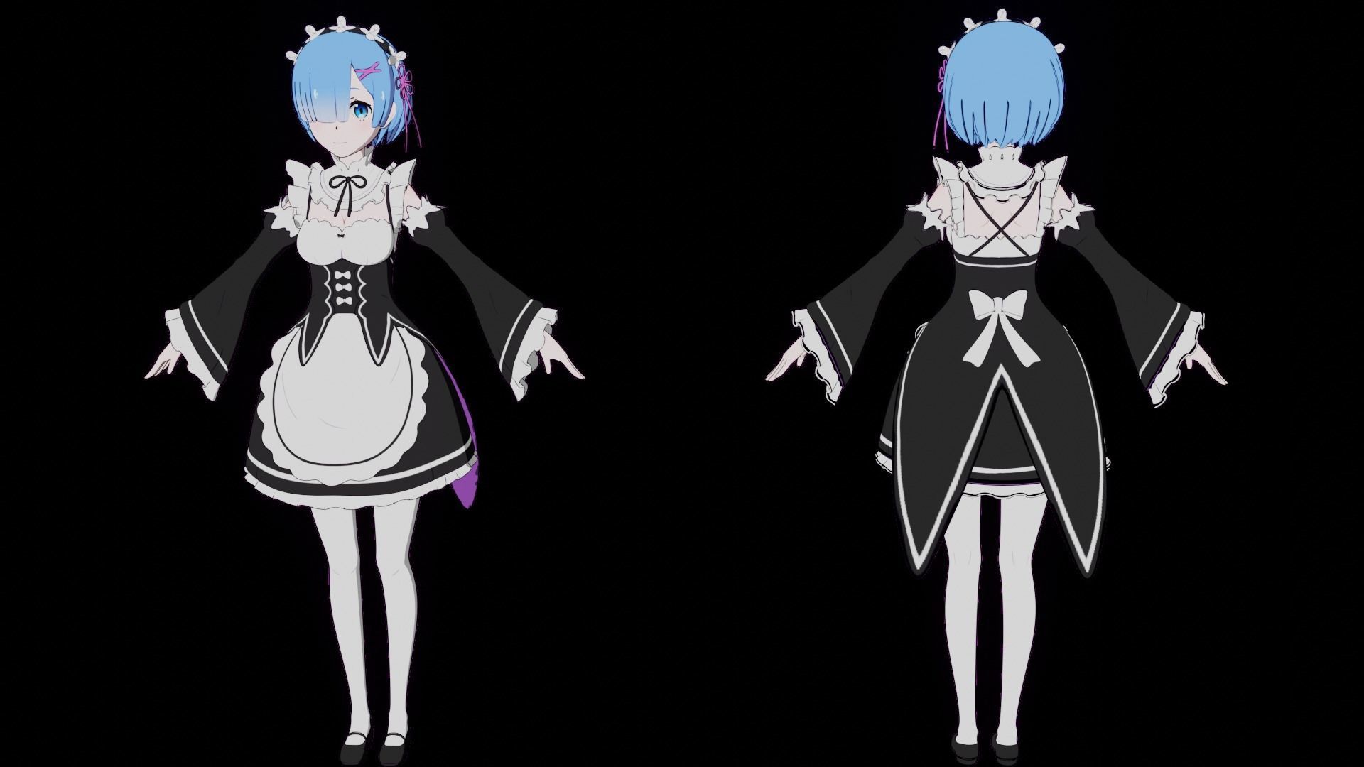 Rem - Re Zero anime 3D model animated rigged | CGTrader