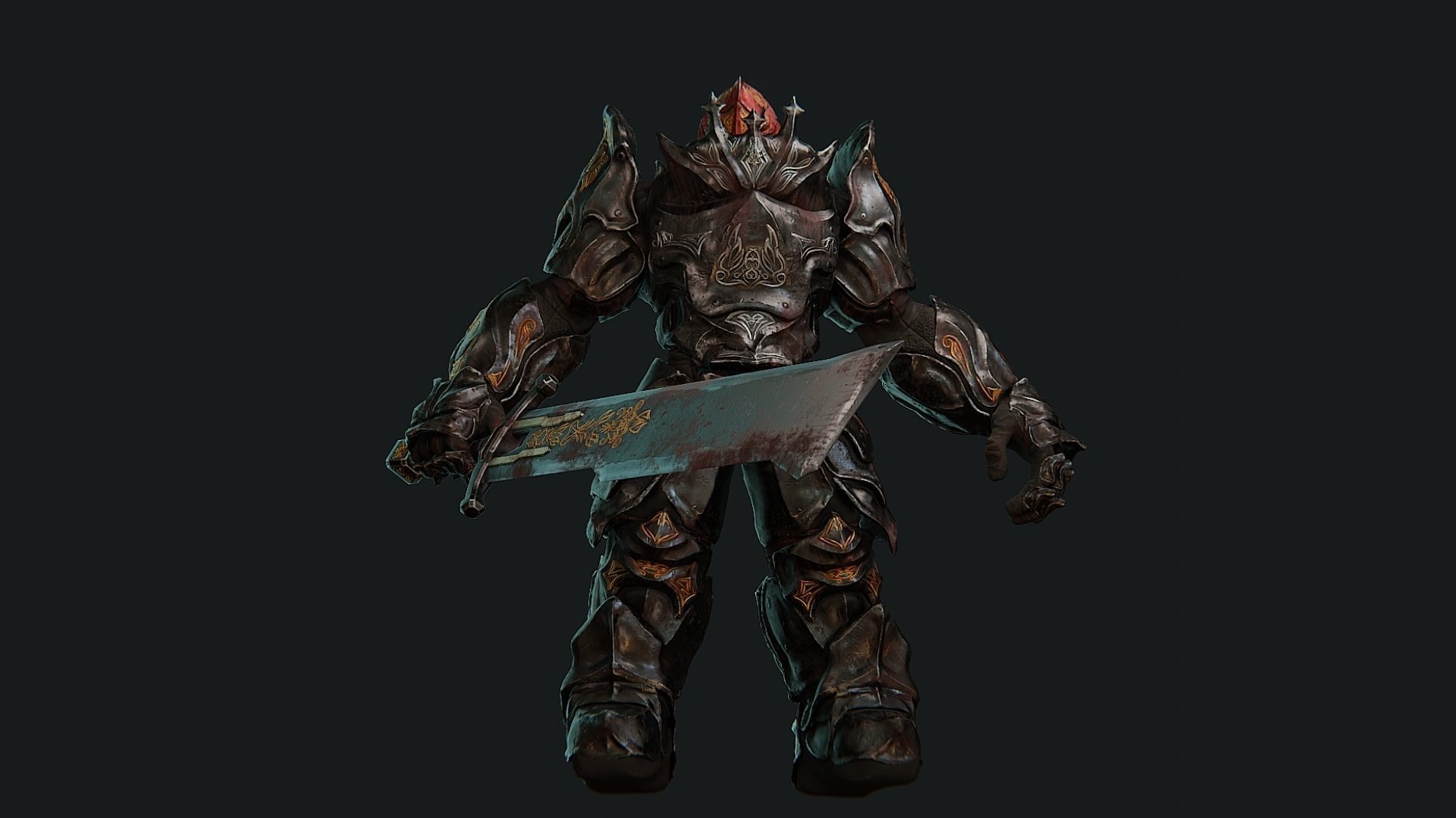 3D model Fantasy red head knight character VR / AR / low-poly rigged ...