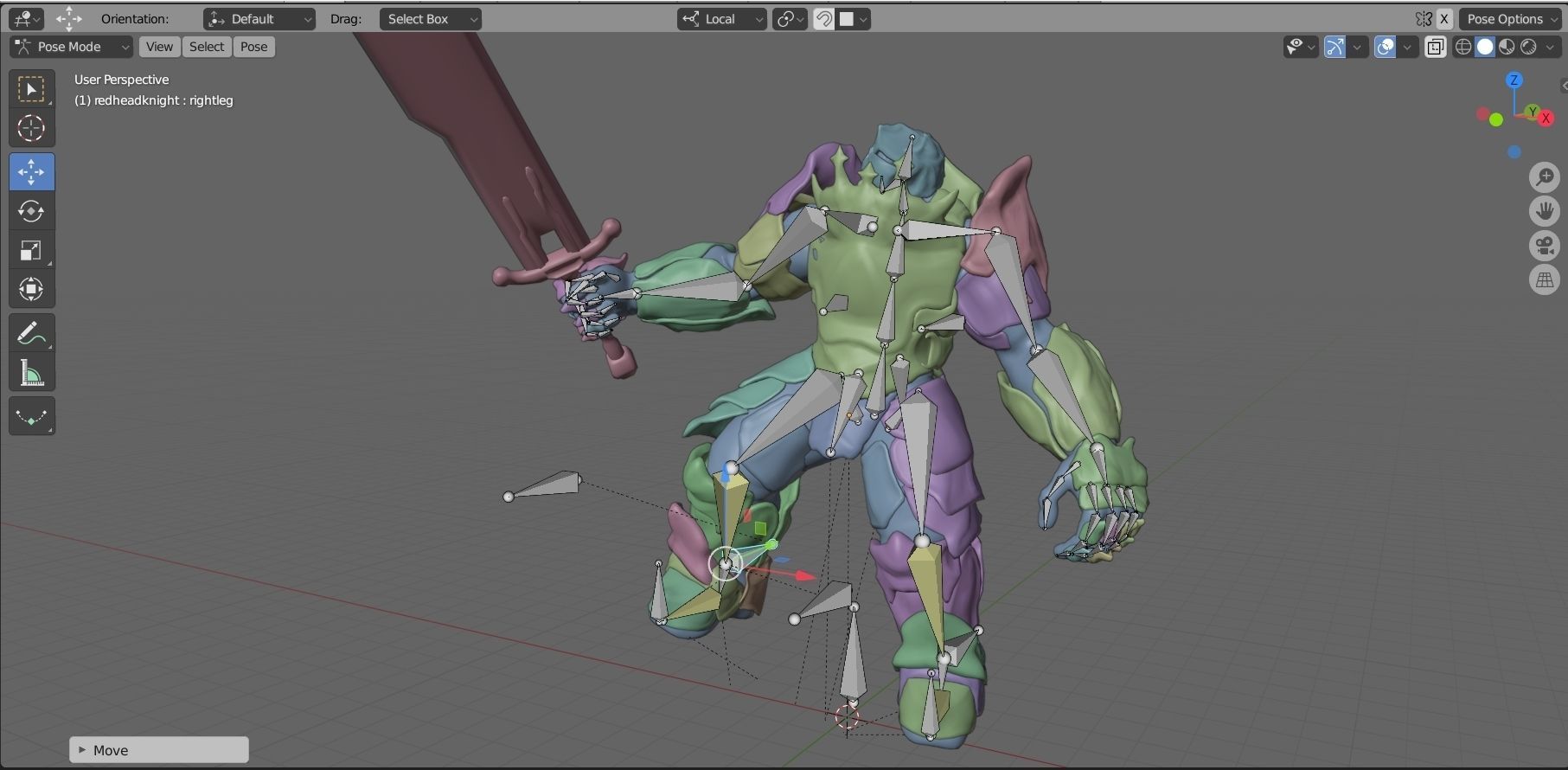 3D model Fantasy red head knight character VR / AR / low-poly rigged ...