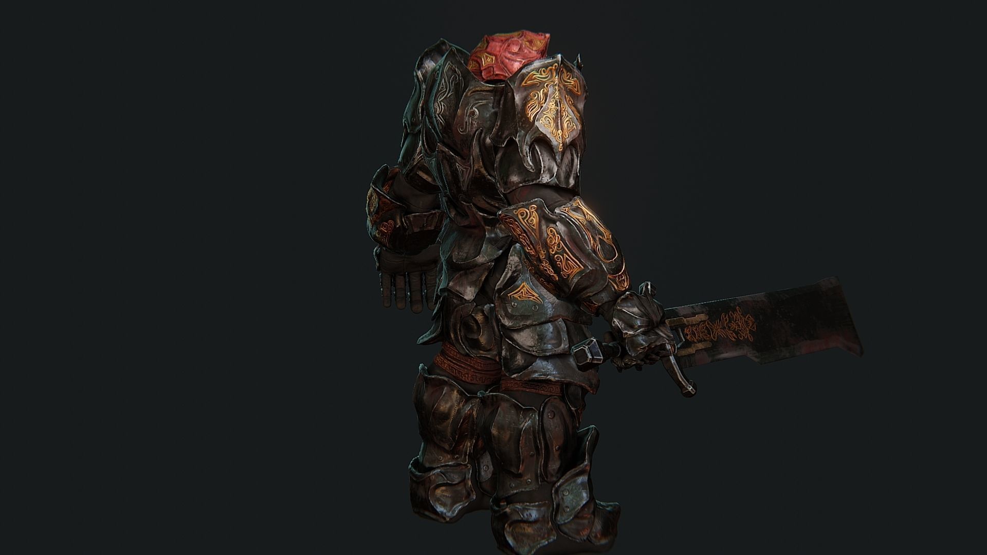 3D model Fantasy red head knight character VR / AR / low-poly rigged ...