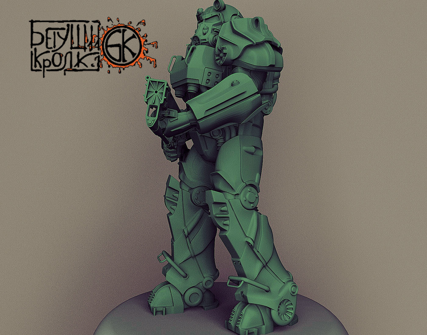 Armor T-60 from the game Fallout 4 laser rifle Scale 2 3D model 3D ...