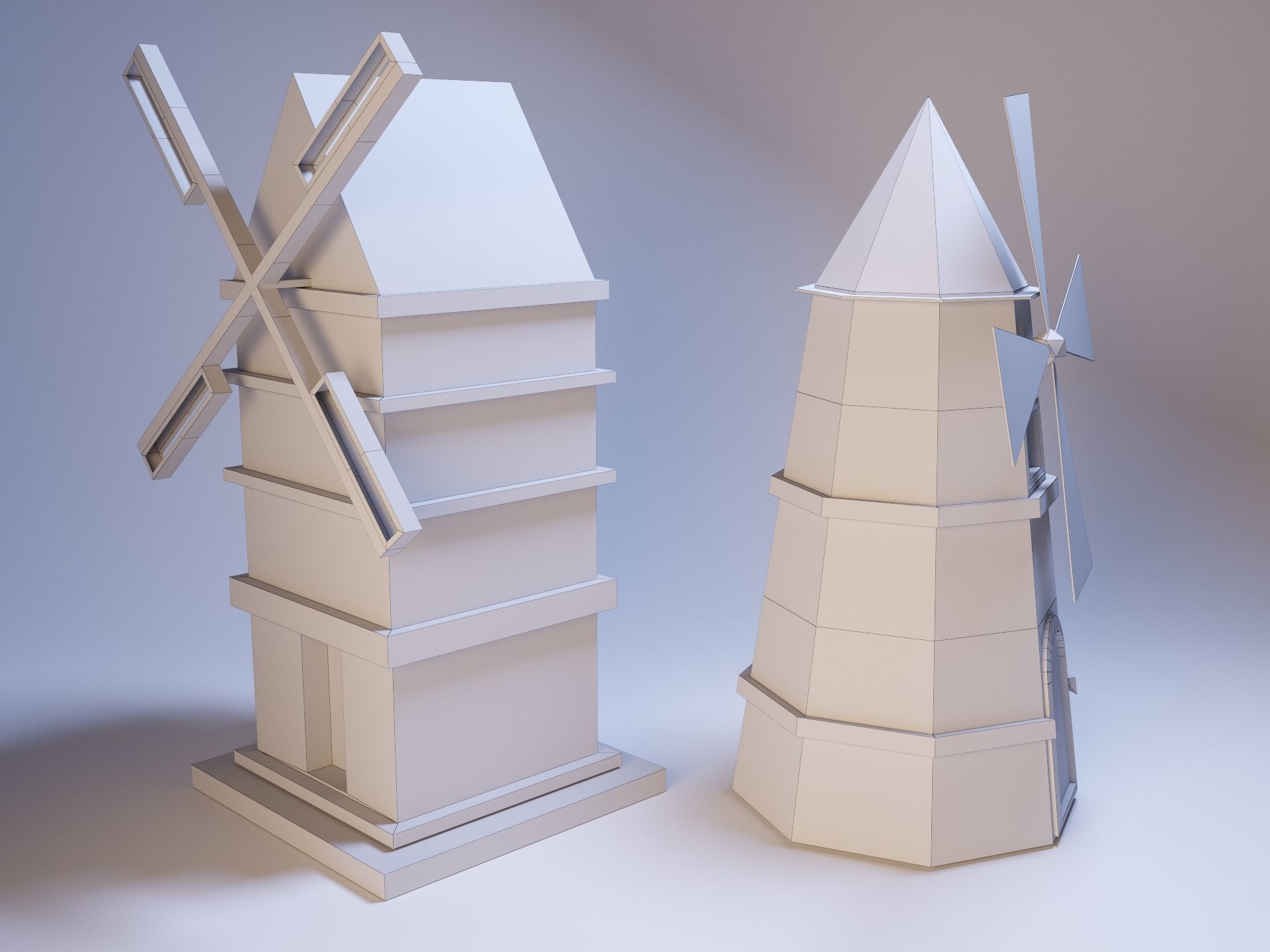 3D model Set Farm Windmills Low Poly VR / AR / low-poly | CGTrader