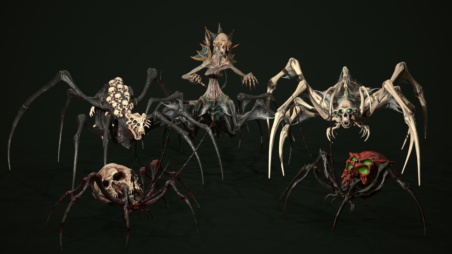 3D Model Collection Undead Spiders Pack VR / AR / low-poly | CGTrader