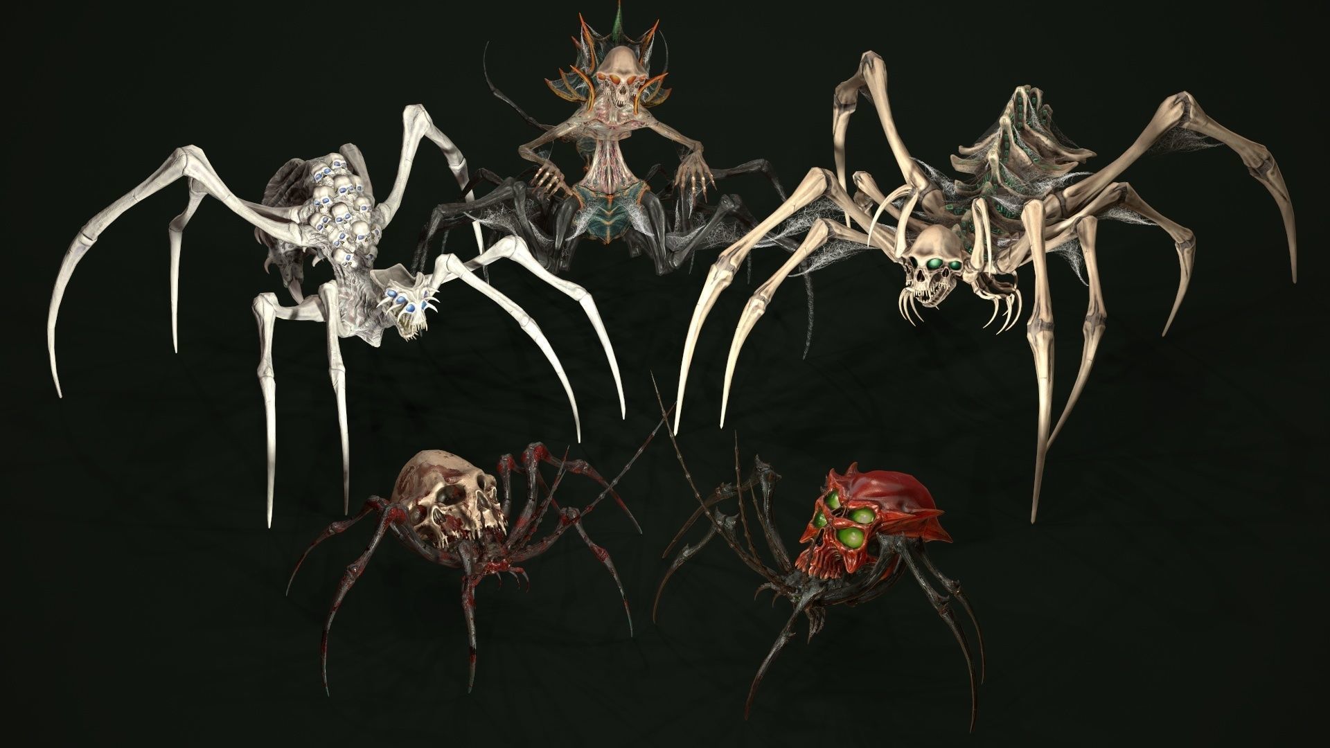 3D Model Collection Undead Spiders Pack VR / AR / low-poly | CGTrader